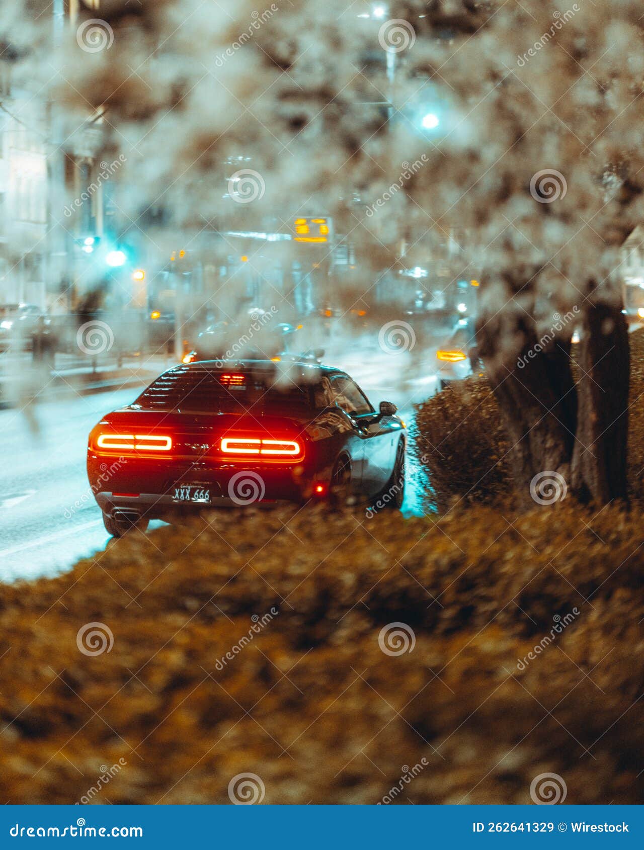 Back of a Black Dodge Challenger Car with Red Lights. Stock Image ...