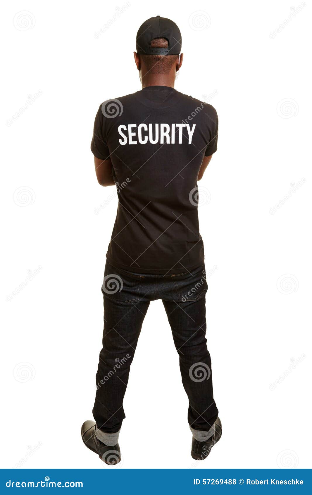 Back of Black Man from Security Firm Stock Photo - Image of safe, back ...