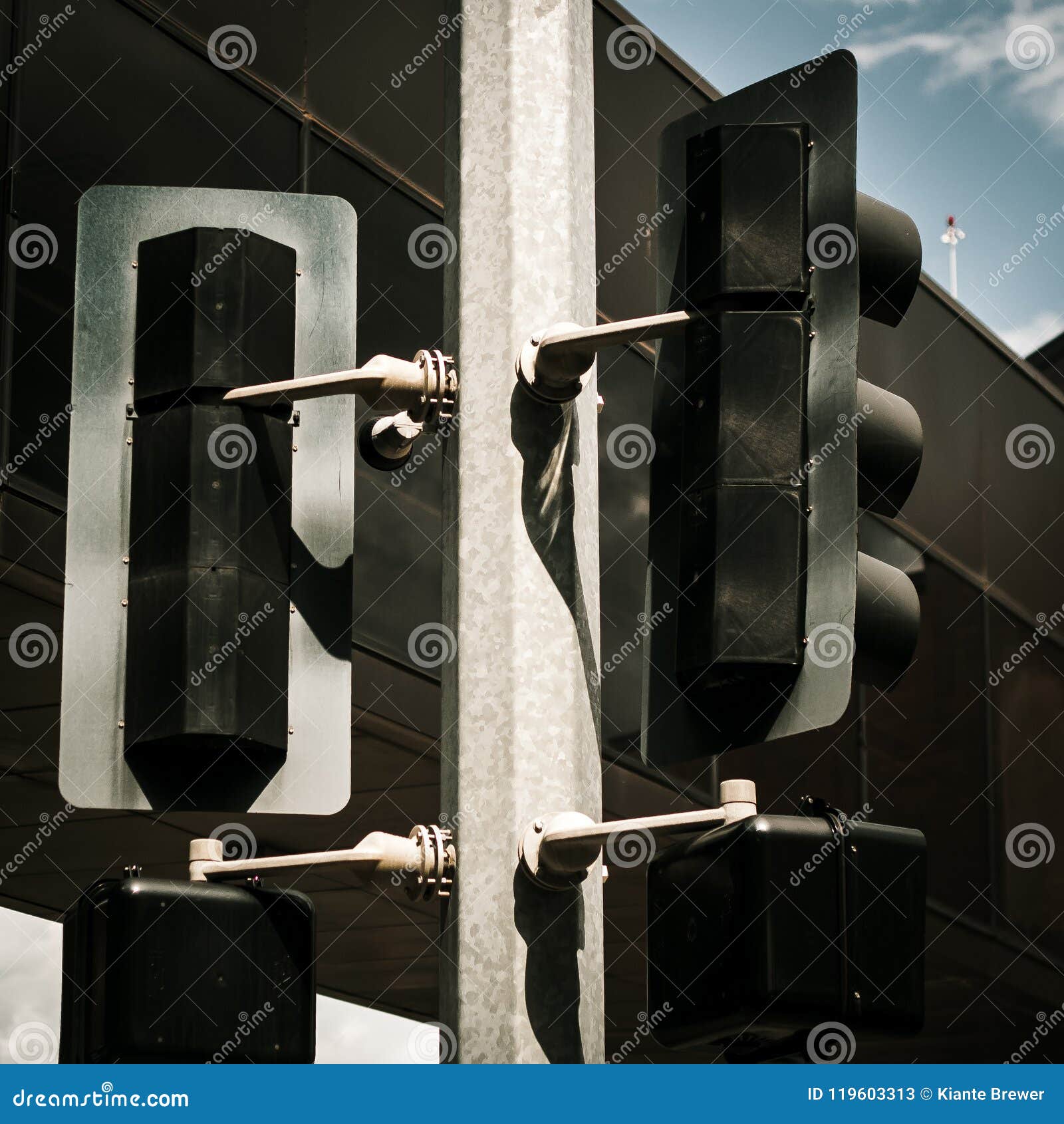 Back of stoplight on post stock image. Image of speed - 119603313