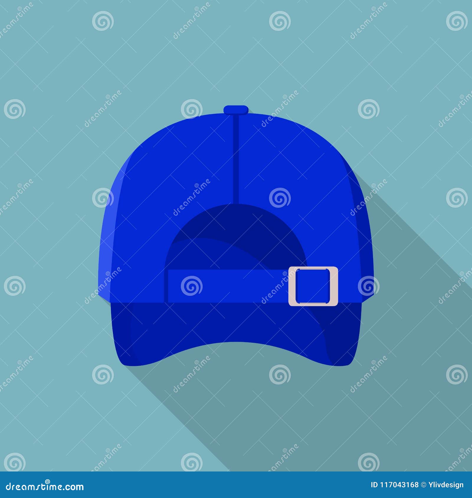 Back of Blue Baseball Cap Icon, Flat Style Stock Vector - Illustration ...