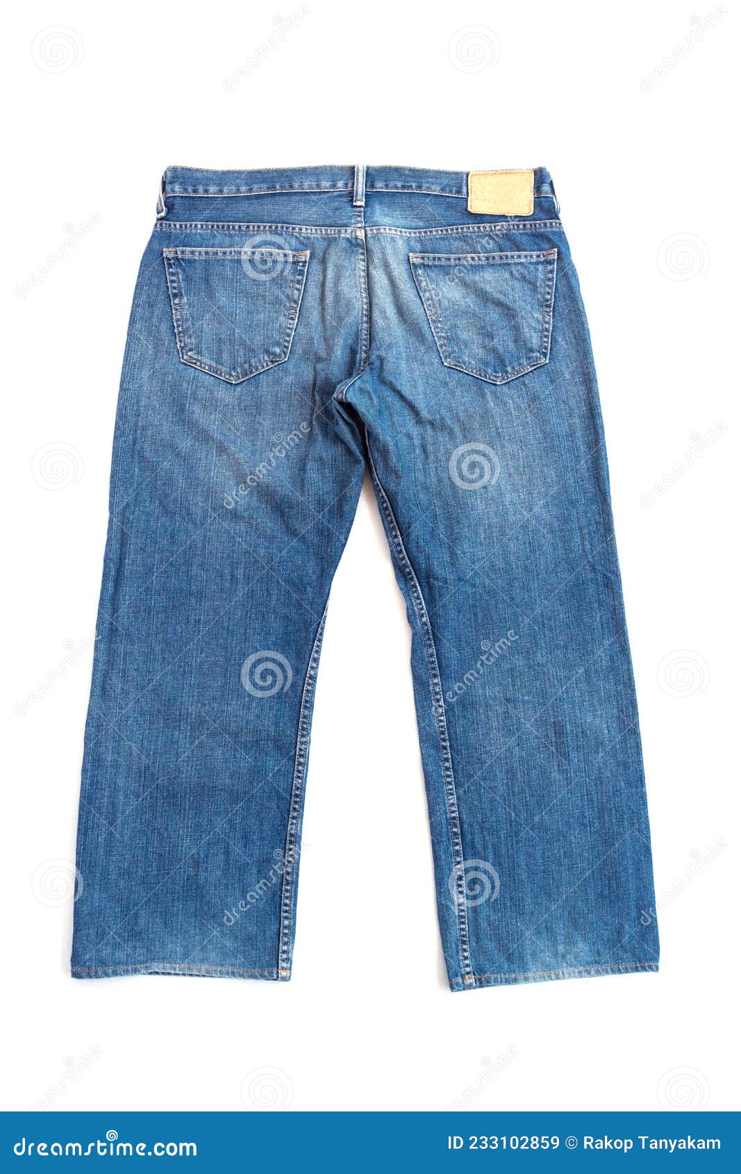 Back Blue Jeans Isolated on White Background Stock Image - Image of ...