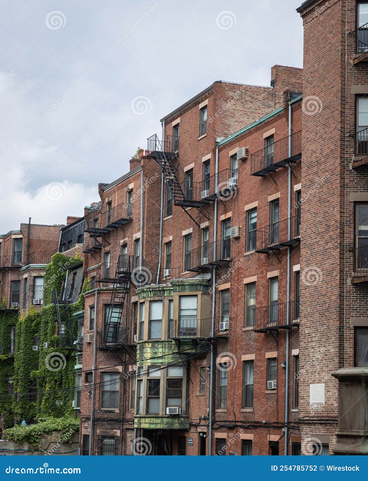 Back of Brick Buildings with Fire Escape Stock Photo - Image of ...