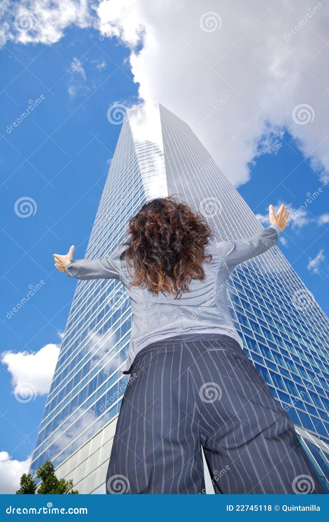 Back Businesswoman Adoring Crystal Skyscraper Stock Photo - Image of ...