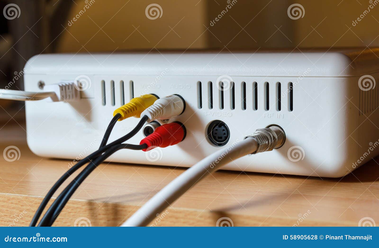 Back of cable TV box. stock photo. Image of sound, plug - 58905628