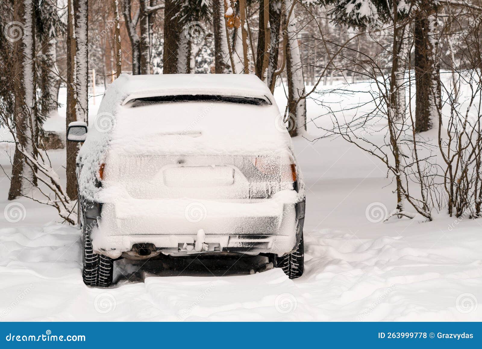 The Back of the Car is Covered with Snow Stock Photo - Image of dirty ...