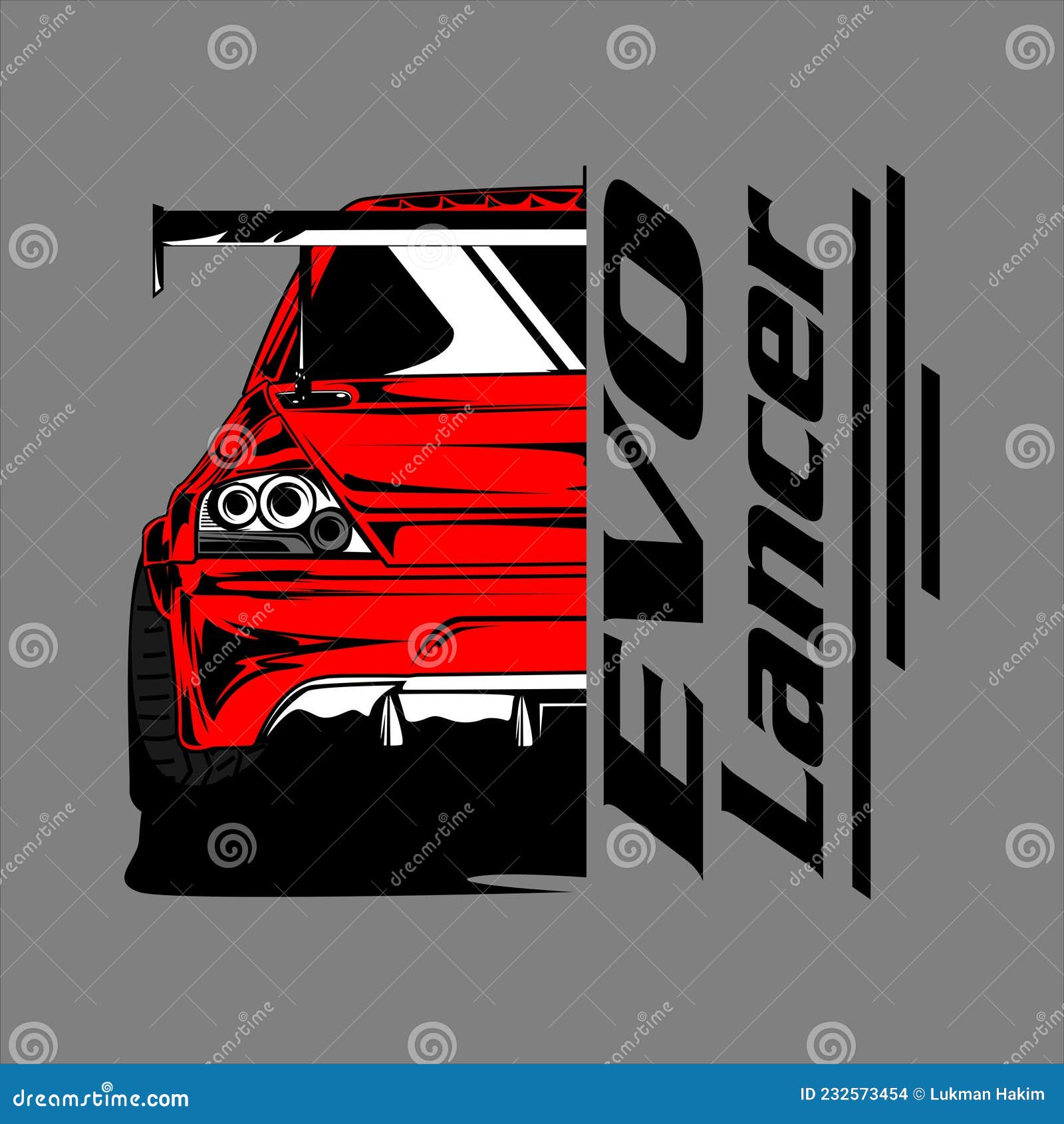 Back of Car Evo Lancer stock vector. Illustration of back - 232573454