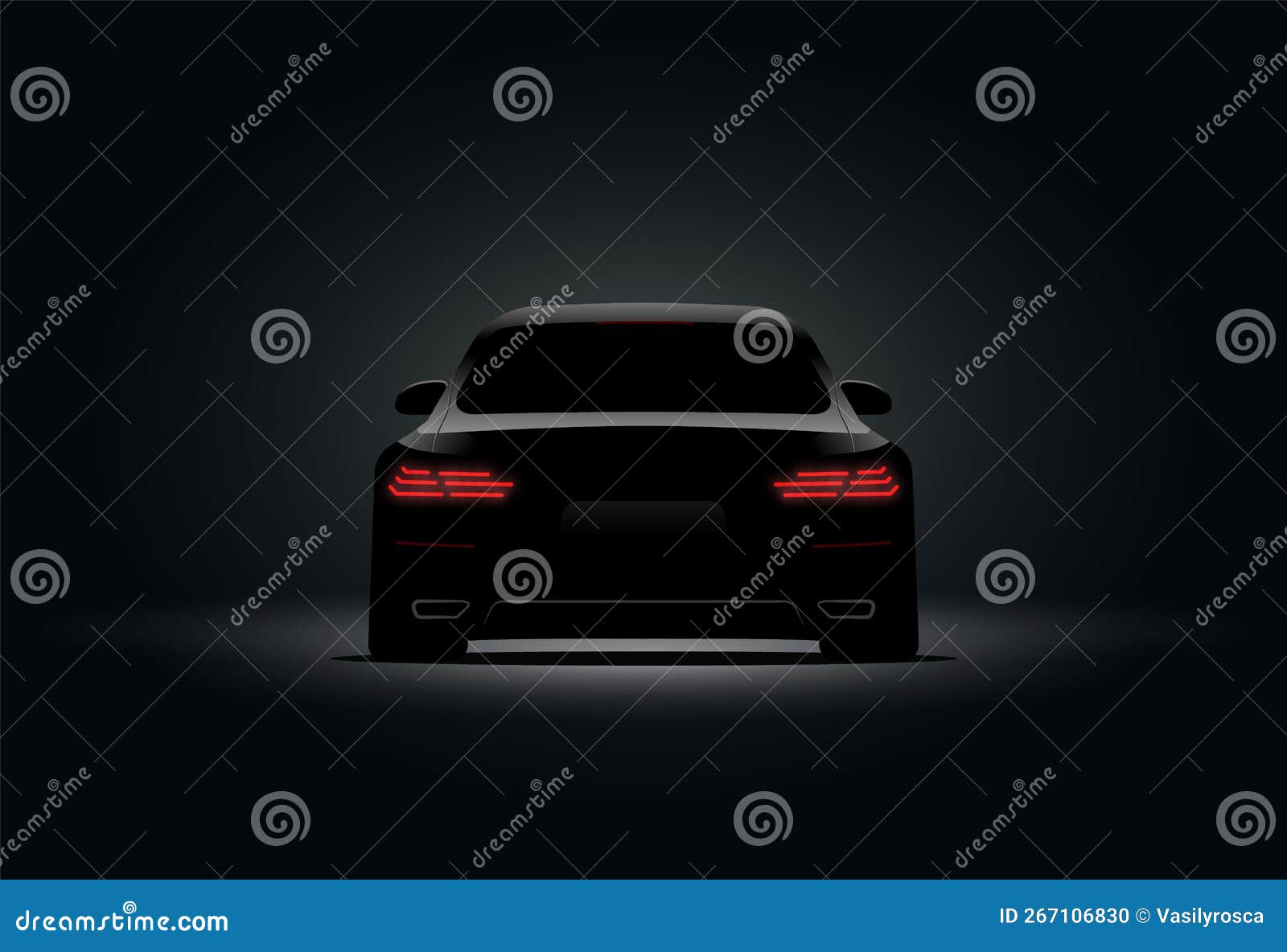 Back Car Light Brake Red Vector Design in Black Background. 3d Car ...