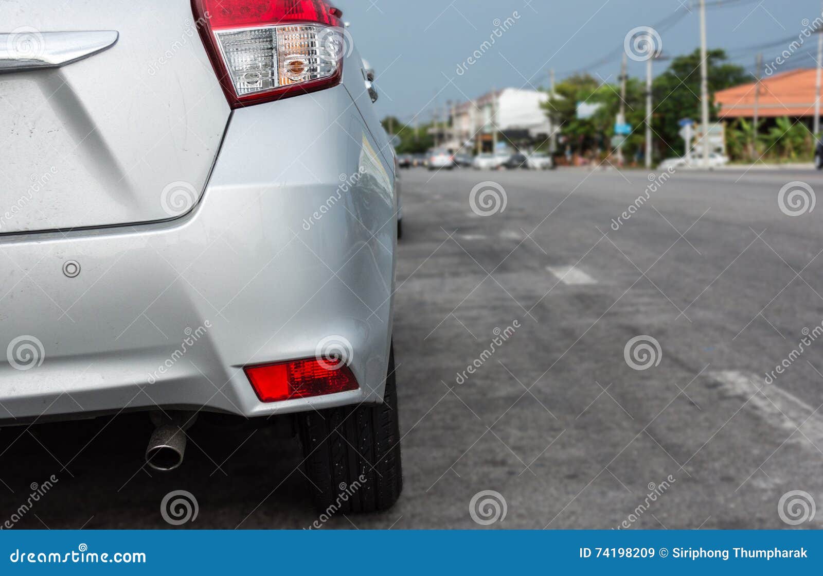 Back of car stock image. Image of blue, mirror, drive - 74198209