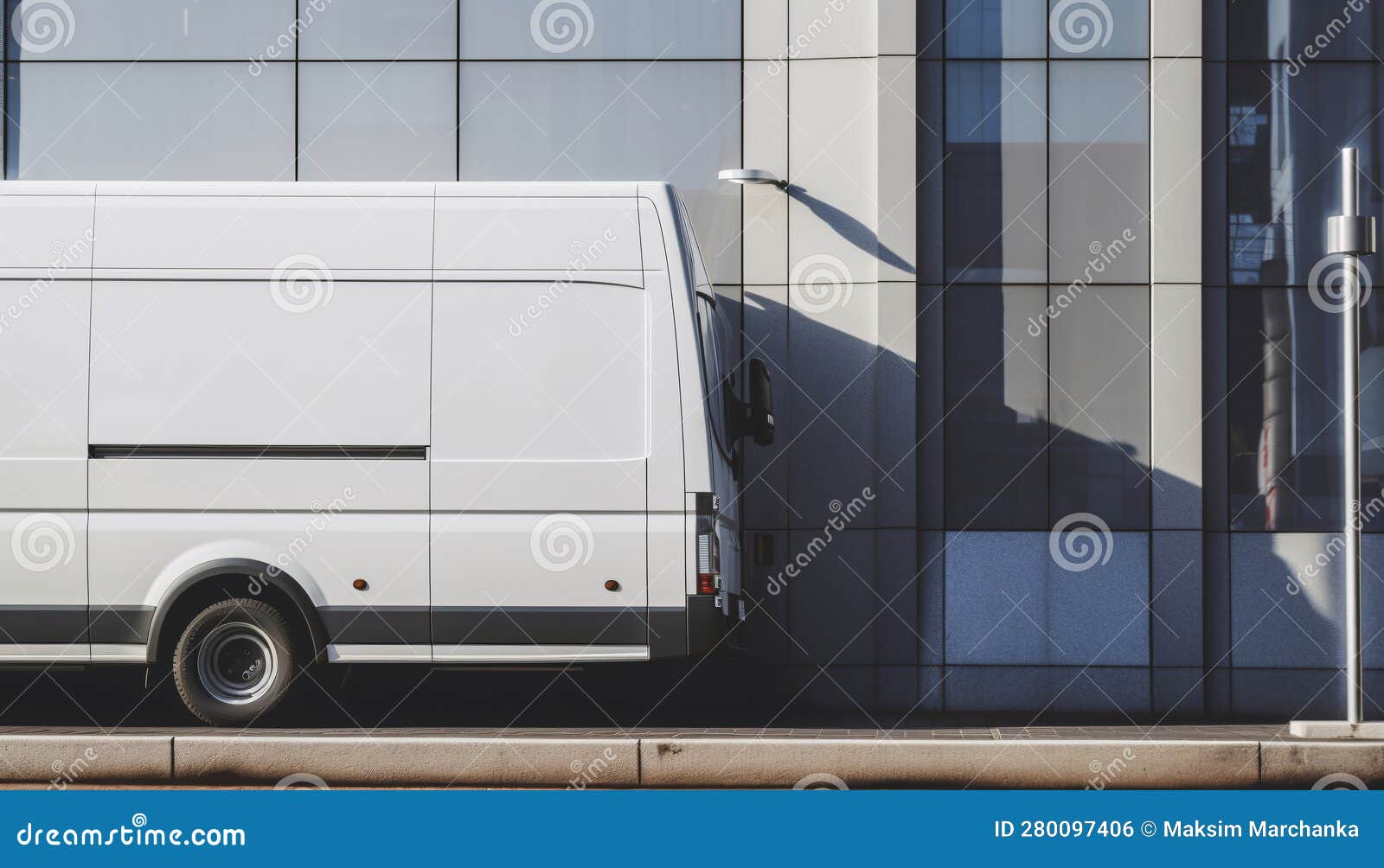 Back of a Cargo Truck with Blank Side Mock Up on City Streets, AI ...