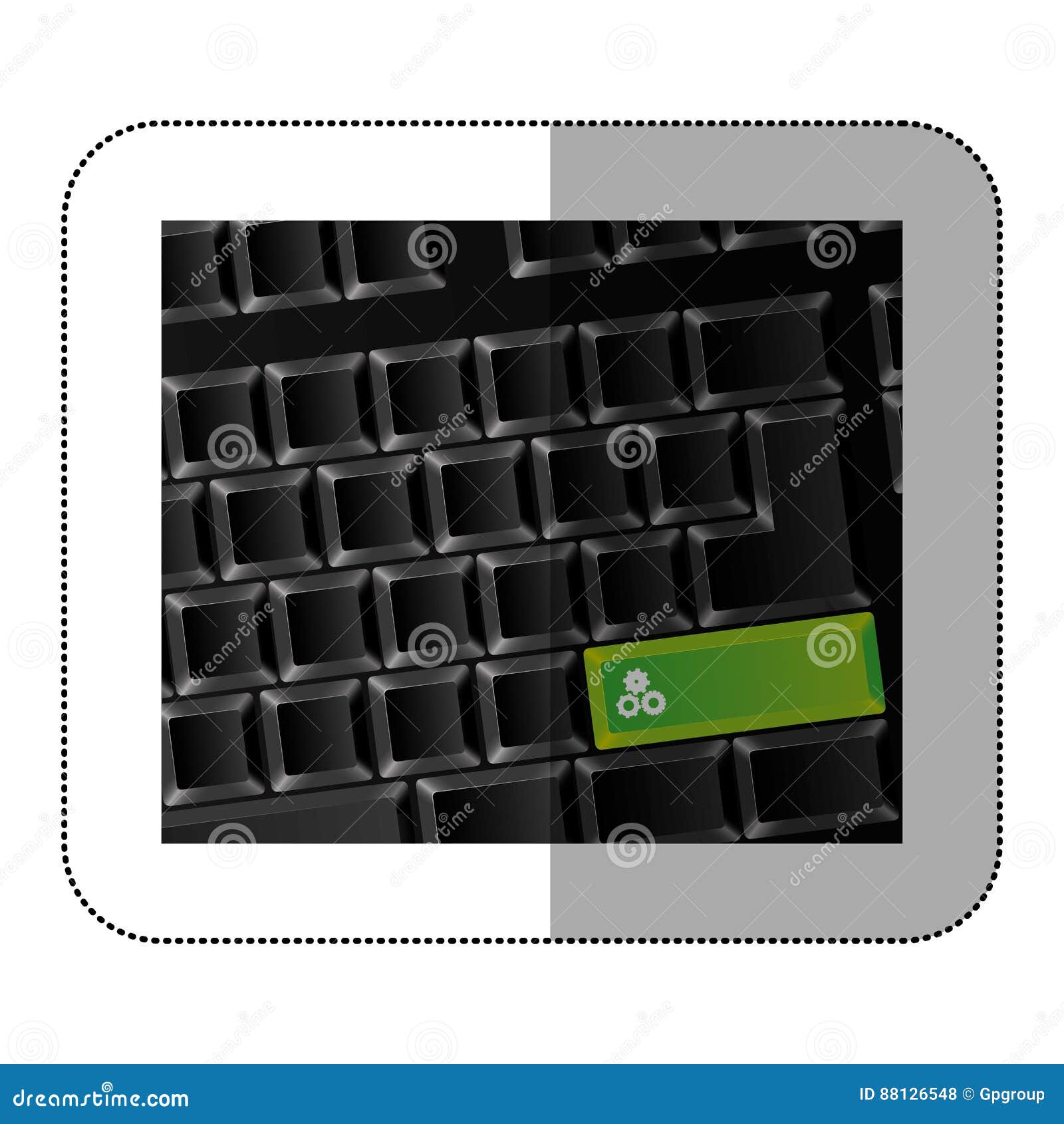 Back Computer Keyboard with Gear Symbol Icon Stock Illustration ...