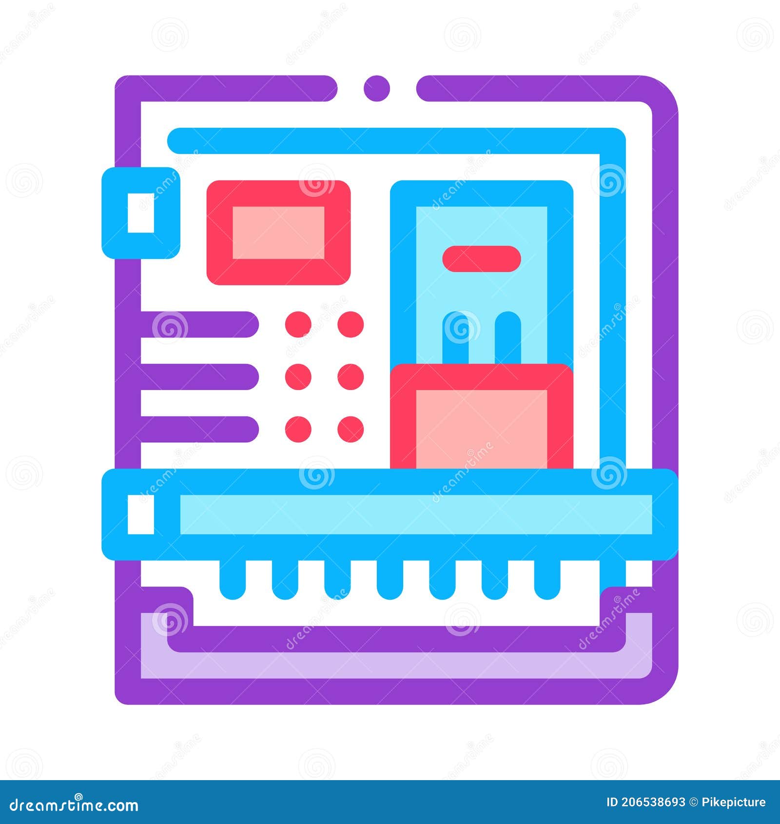 Back of Computer System with Ports Color Icon Vector Illustration Stock ...