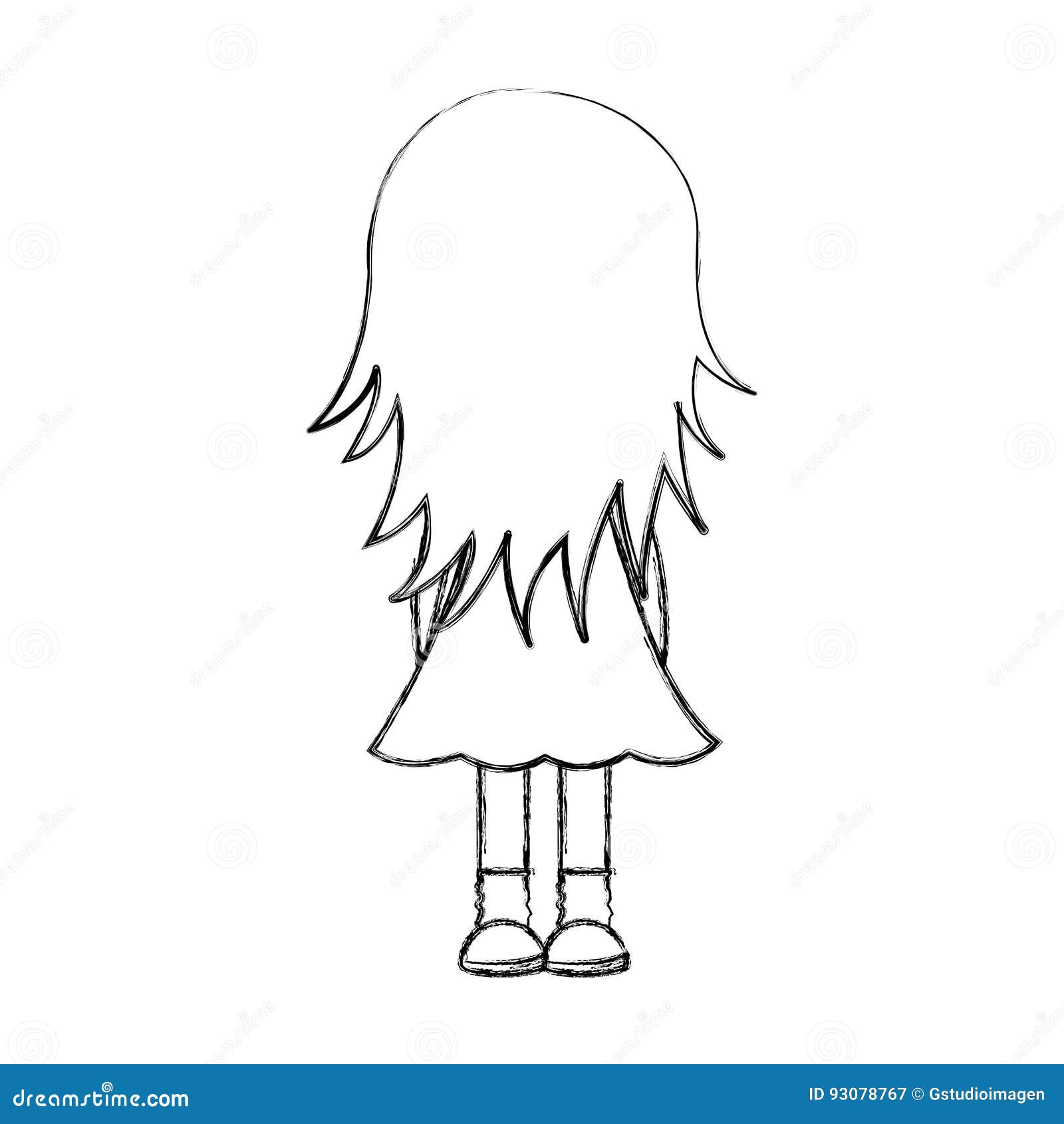 Back Cute Little Girl Character Stock Vector - Illustration of ...
