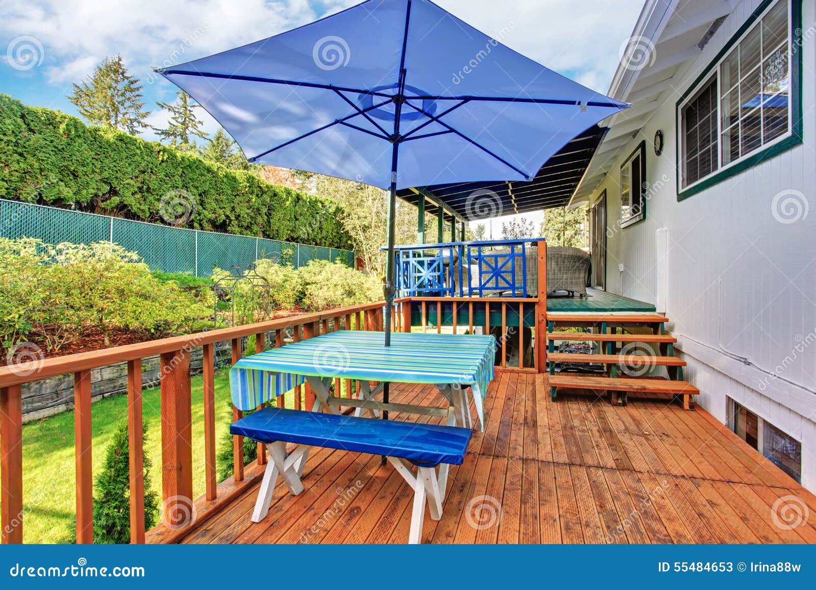 Back Deck with Stained Wood. Stock Image - Image of colorful, exterior ...