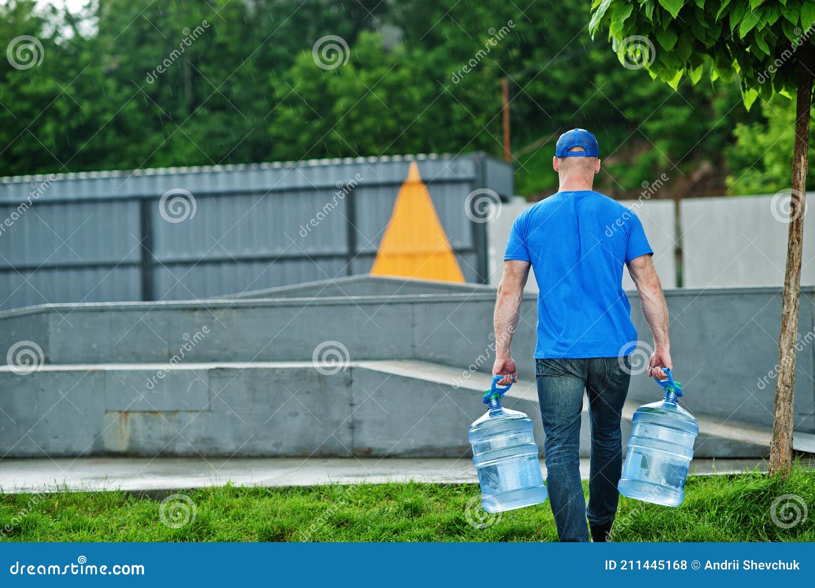 Delivery men of water stock photo. Image of parcel, deliver - 211445168