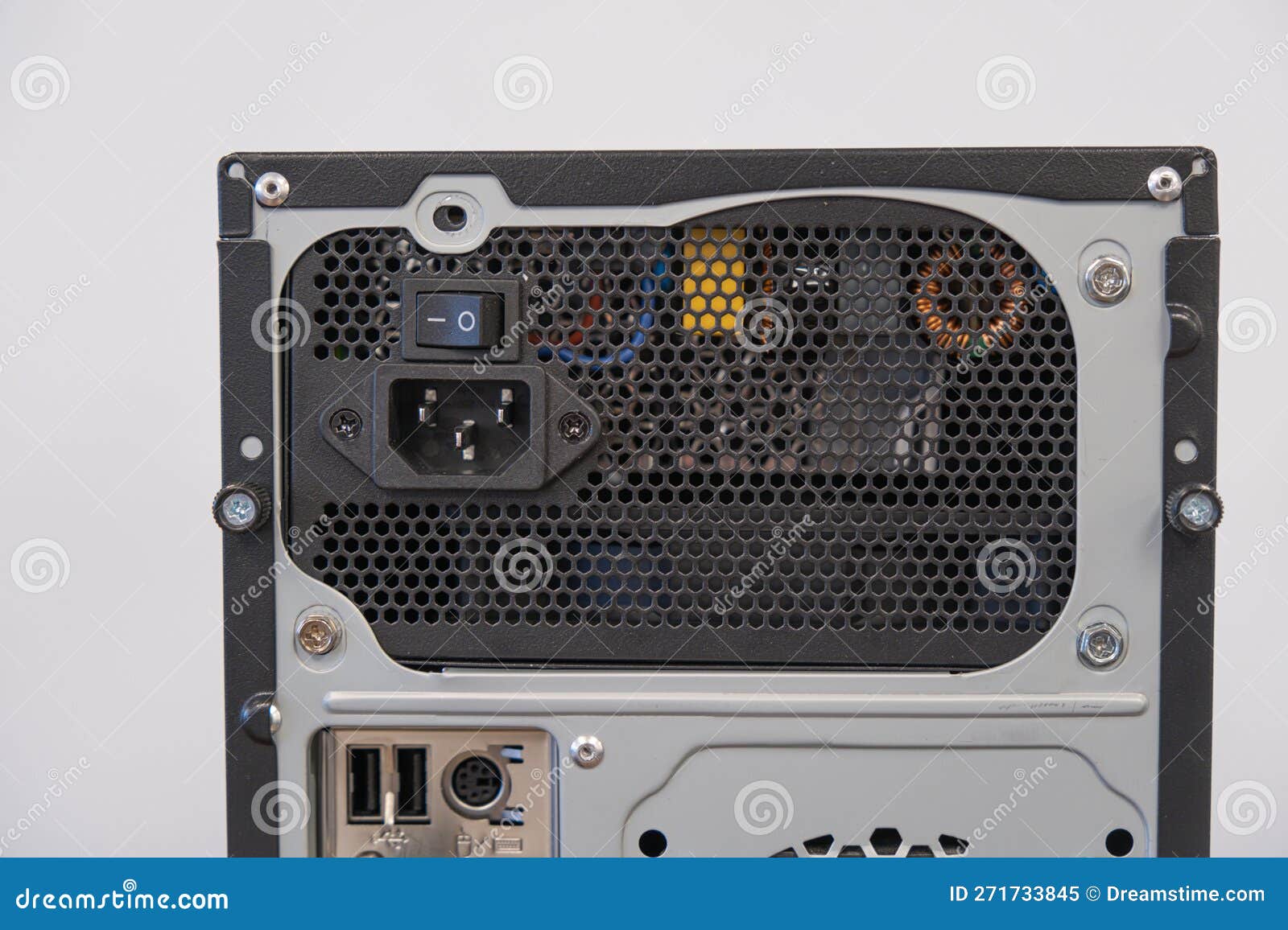 Back of a Desktop Computer in an Office Stock Image - Image of tower ...
