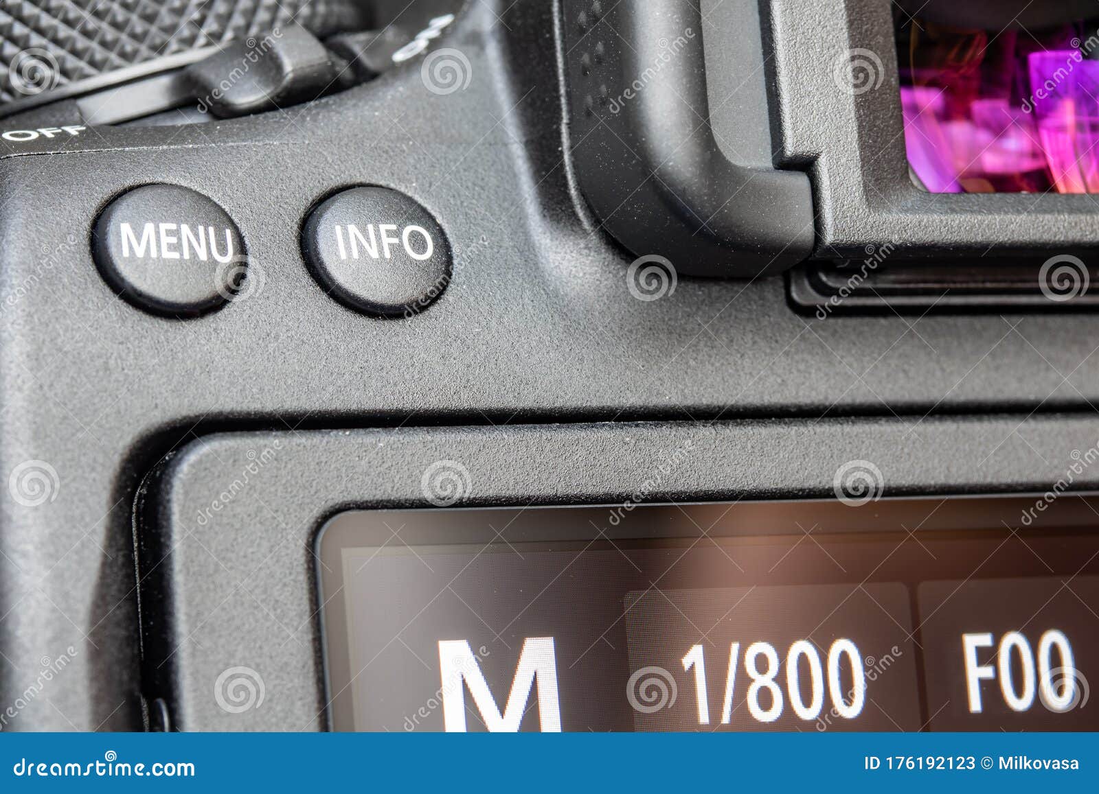 The Back of Digital Camera with Menu and Info Buttons Stock Image ...