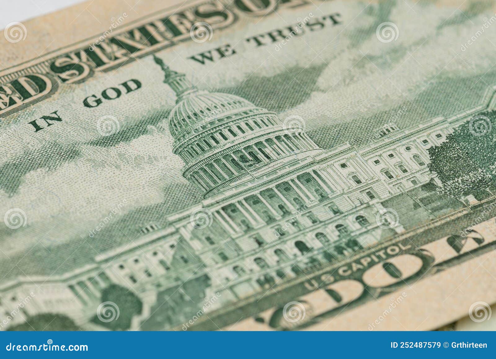 Back of 50 Dollar Bill with Us Capitol Photo Stock Image - Image of ...