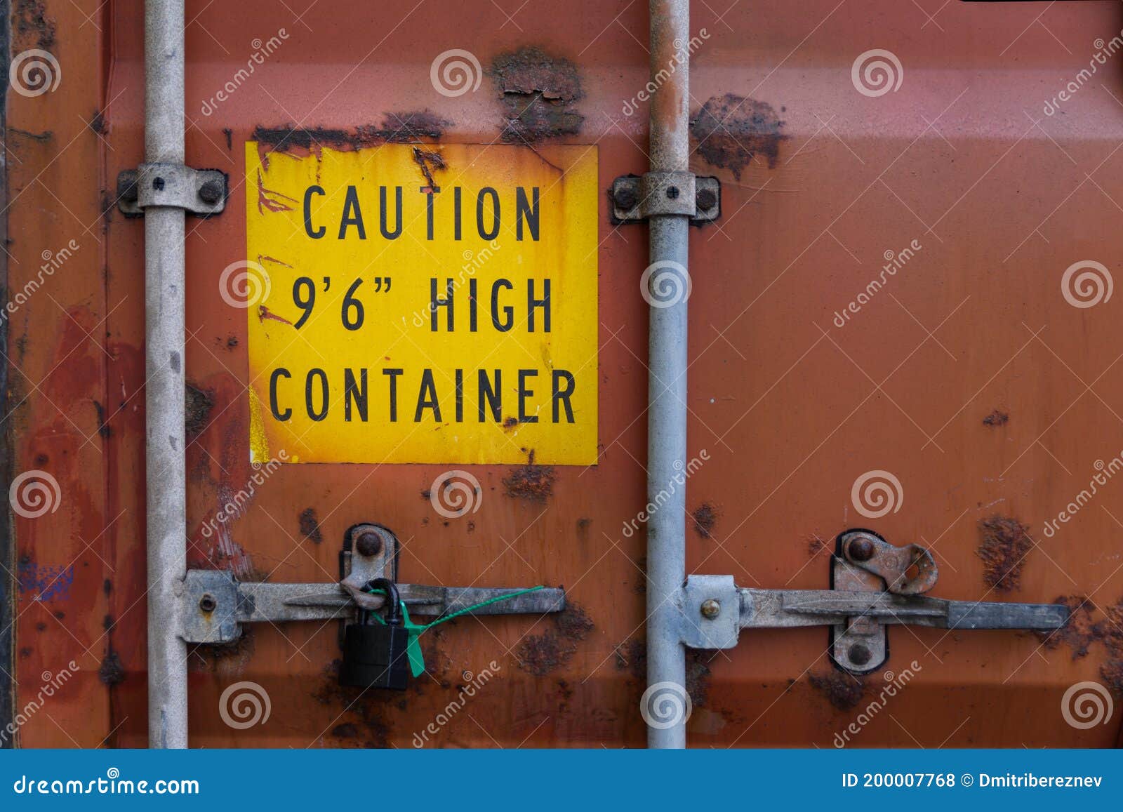 The Back Door of an Aged and Rusty Heavy-duty Red Container with Locks ...