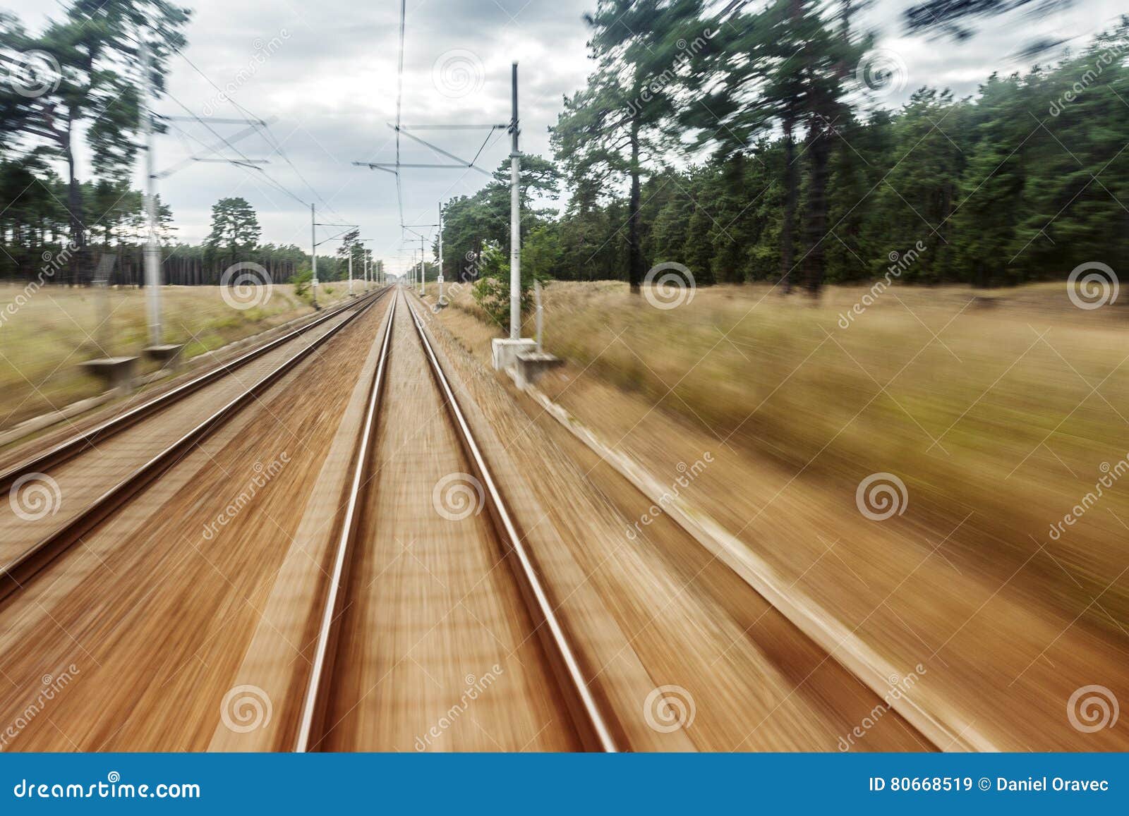 Back Door Train View. Landscape in Motion Stock Image - Image of train ...