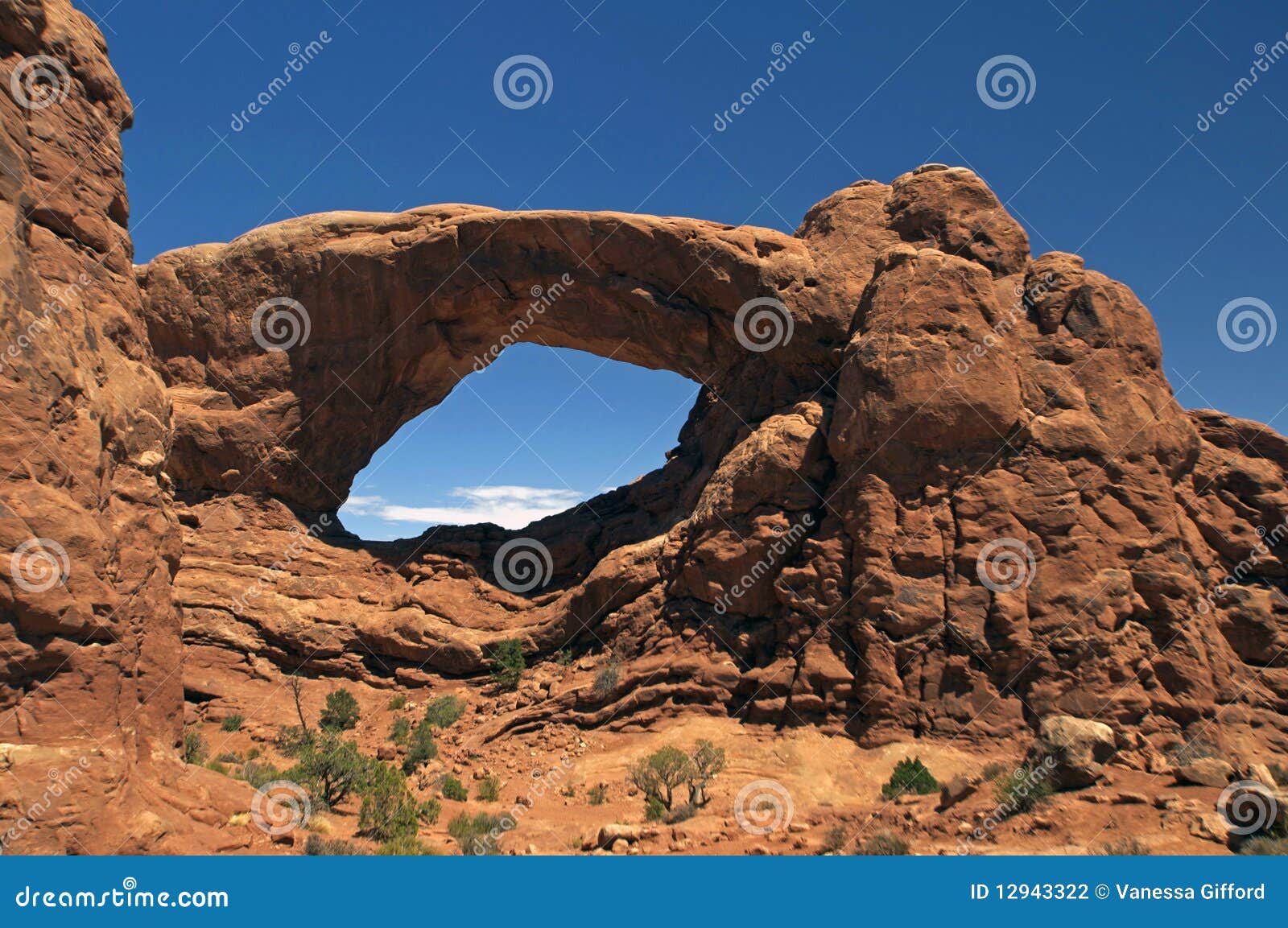 The Back of Double Arch in Arches National Park Stock Photo - Image of ...