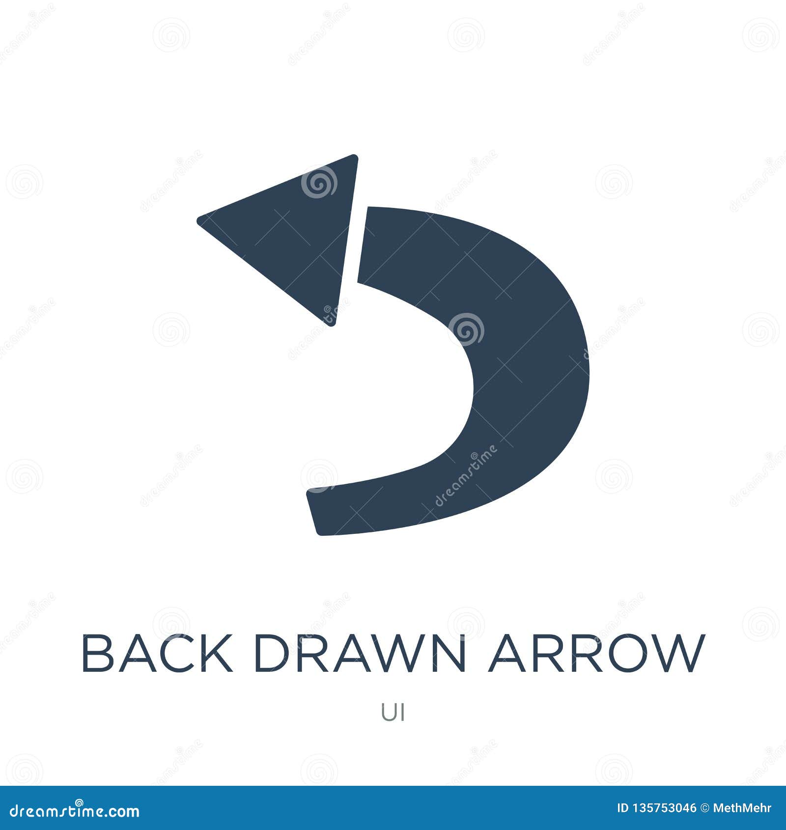 Back Drawn Arrow Icon in Trendy Design Style. Back Drawn Arrow Icon ...