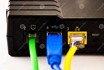 Back of DSL Modem with Cables Stock Photo - Image of rear, plug: 9722510
