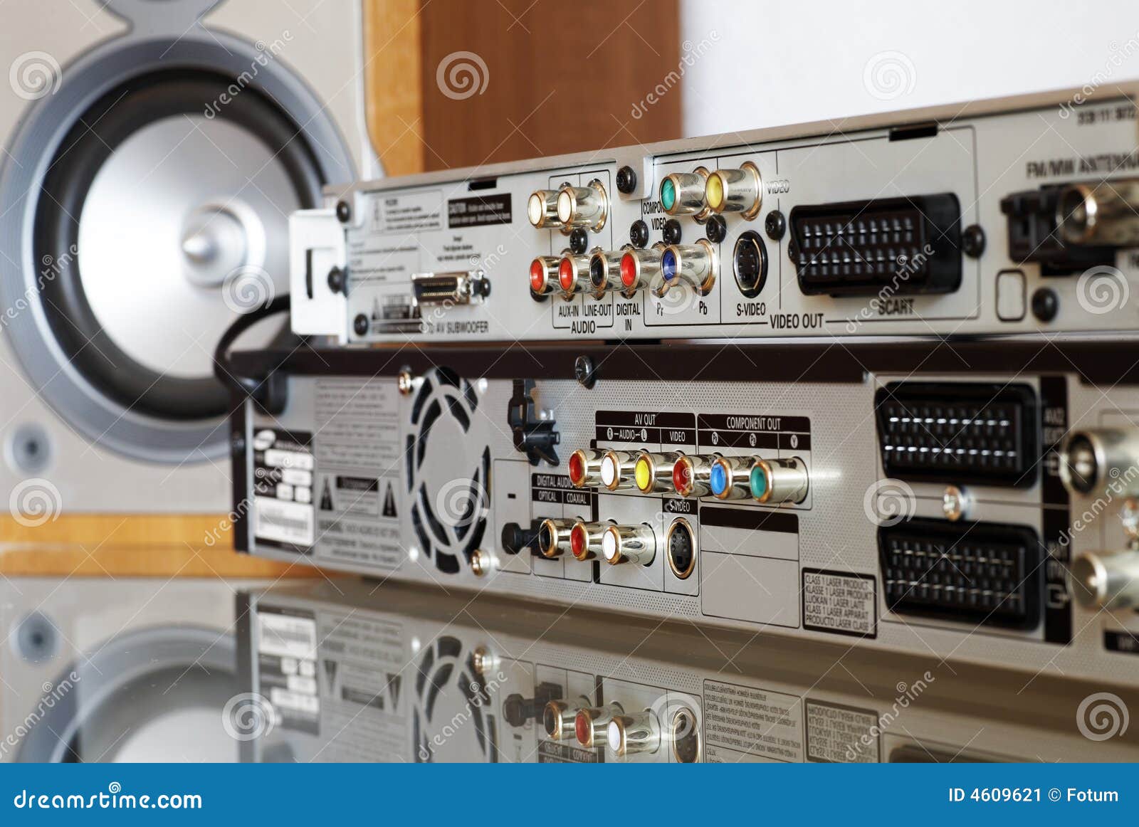 Back of a DVD player stock image. Image of green, lead - 4609621