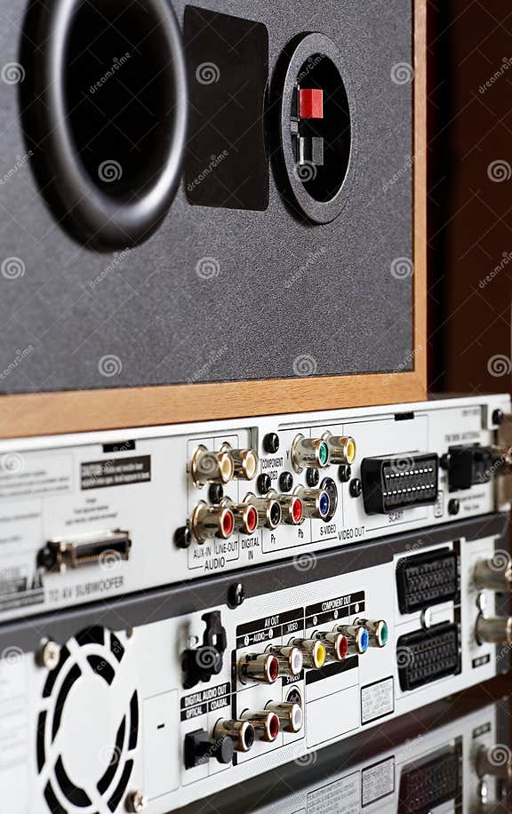 Back of a DVD player stock image. Image of ground, plug - 4609647