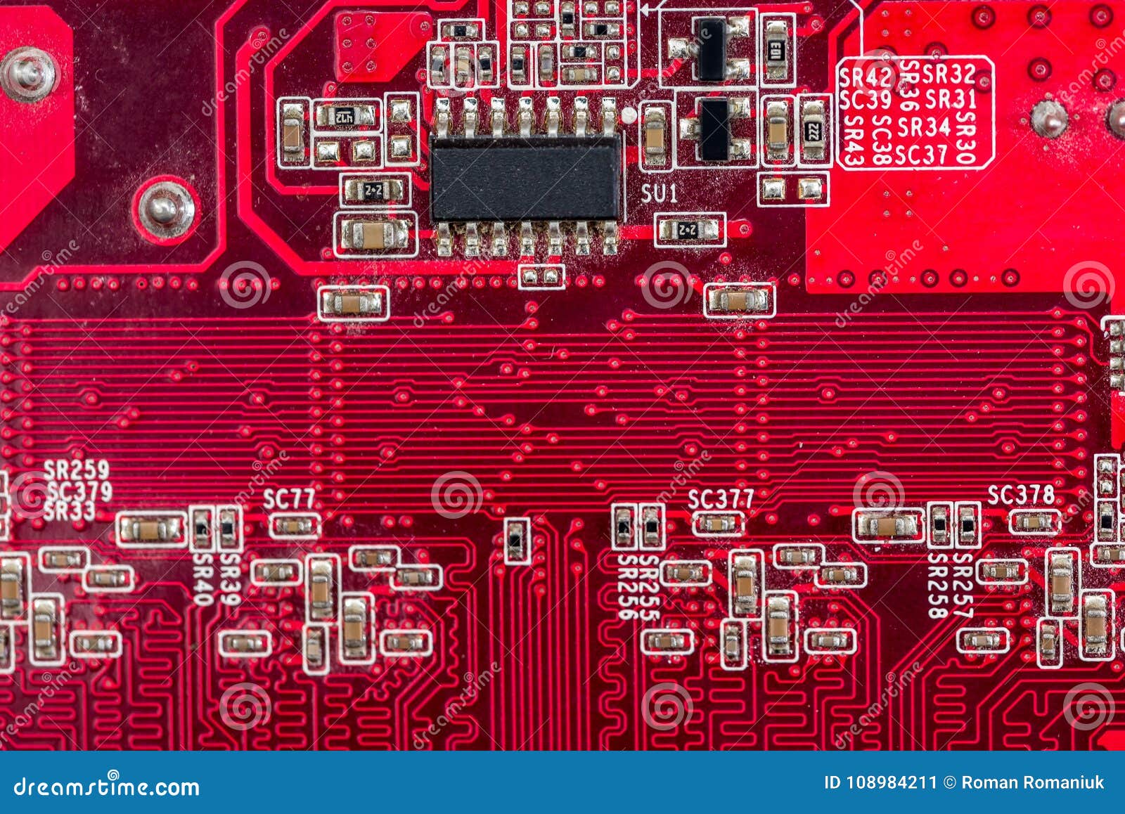 Back Side of Old Red Computer Motherboard for Background. Stock Image ... Back Side of Old Red Computer Motherboard for Background. Stock Image ...