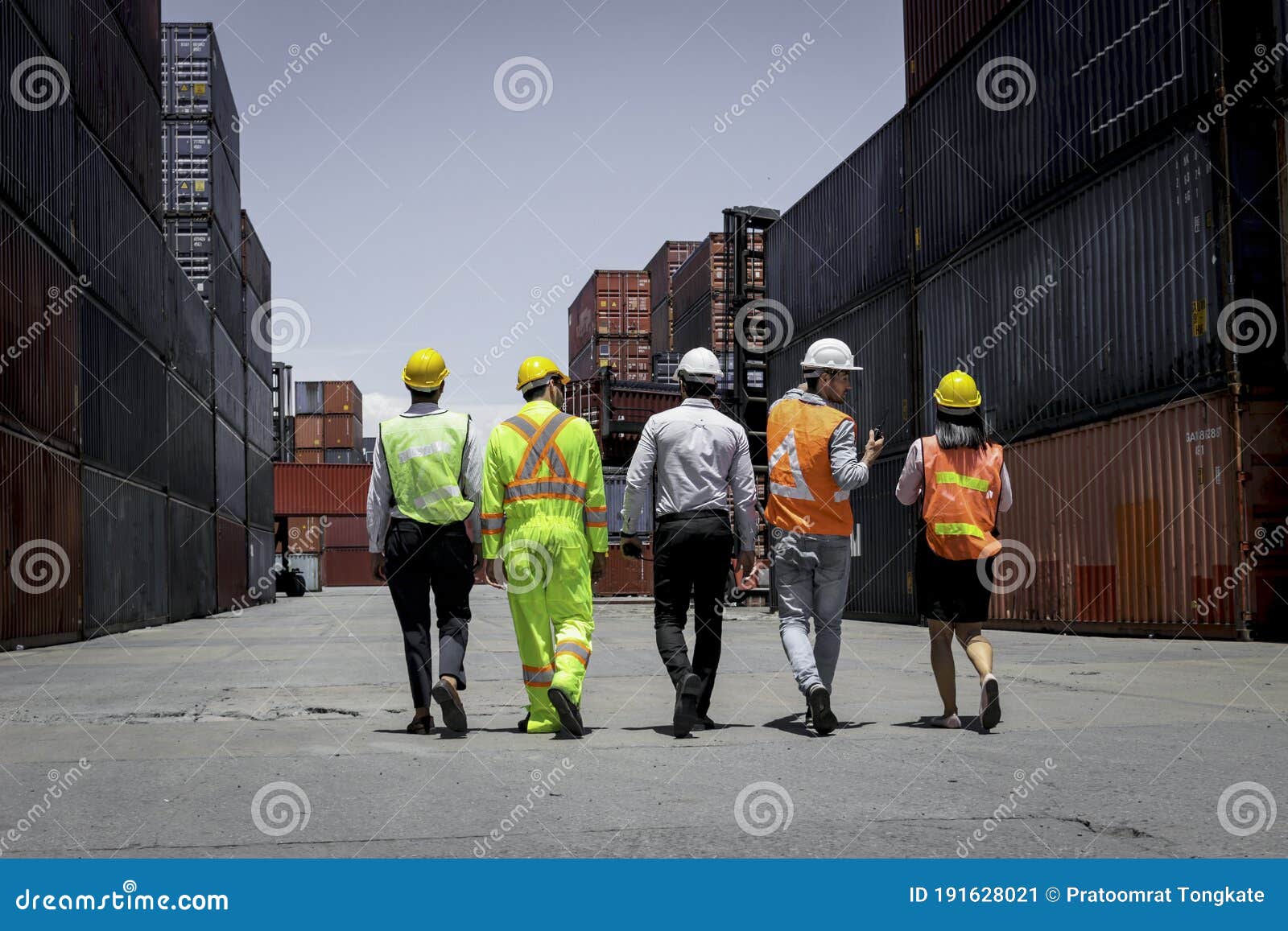 The Back of Effectively Managing Staff Worker Team Walking Together at ...