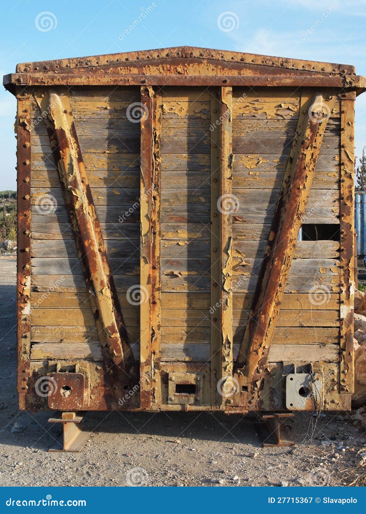 Back End of Abandoned Wooden Railway Car on Props Stock Image - Image ...