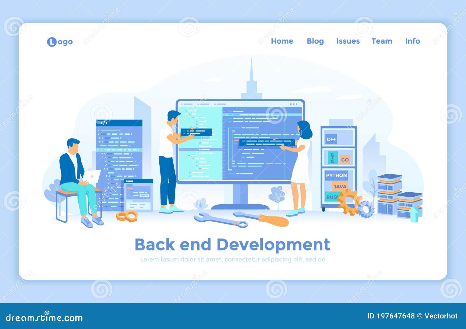 Programming Languages Flat Line Icons Set Html Code Php Java Language Python On Computer