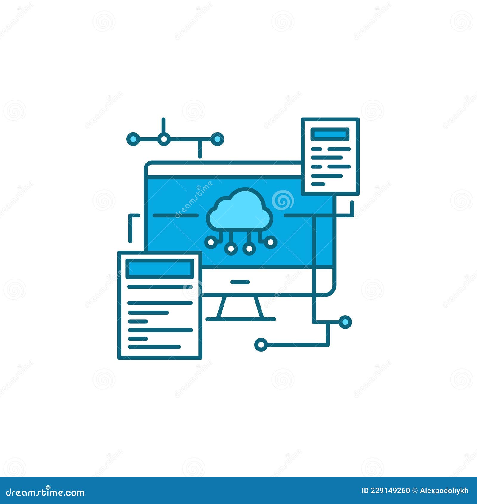 Back End Development Color Line Icon Server An Application And A Database Stock Vector