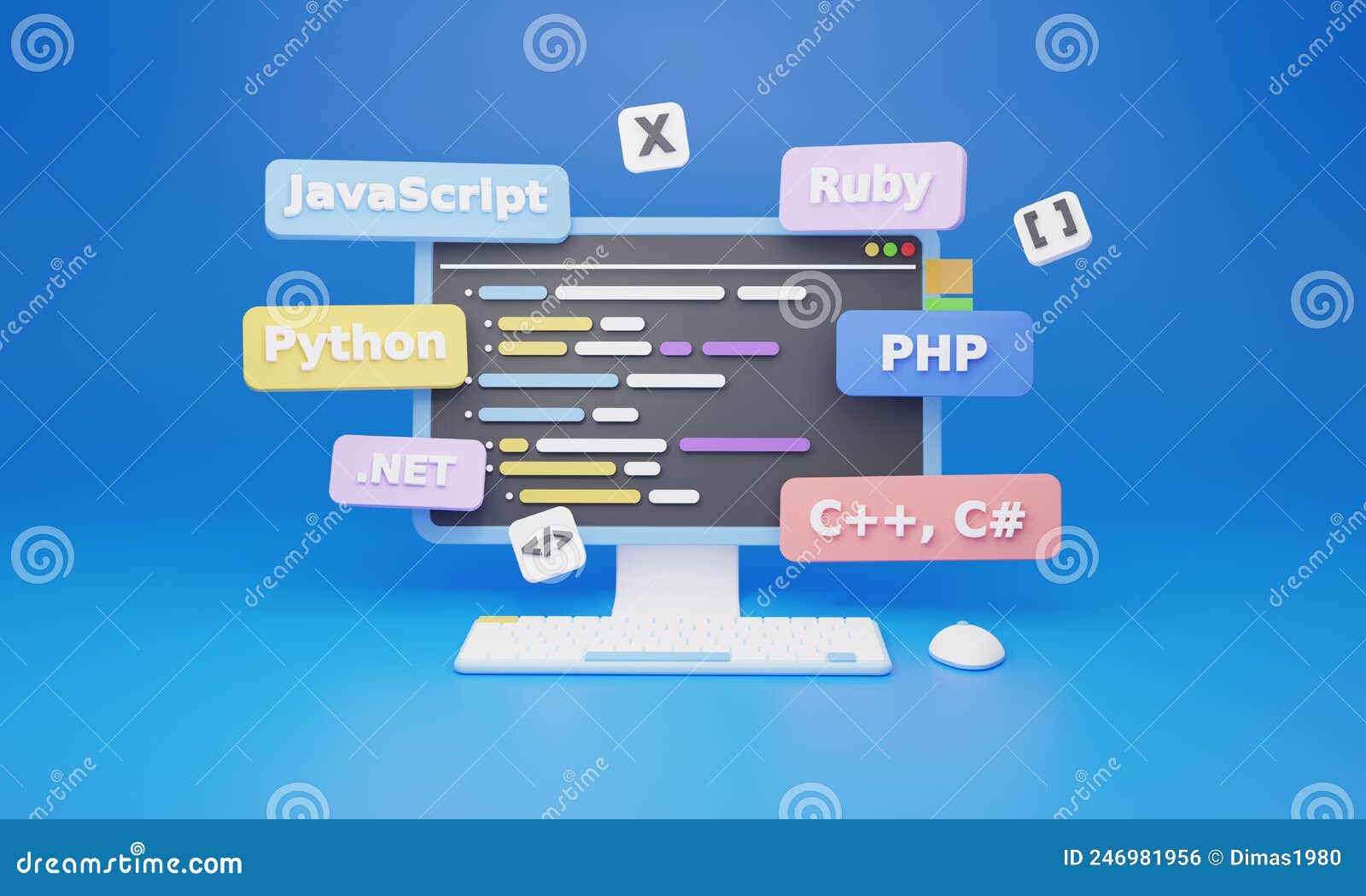 Back End Development Concept, 3d Render Stock Illustration ...