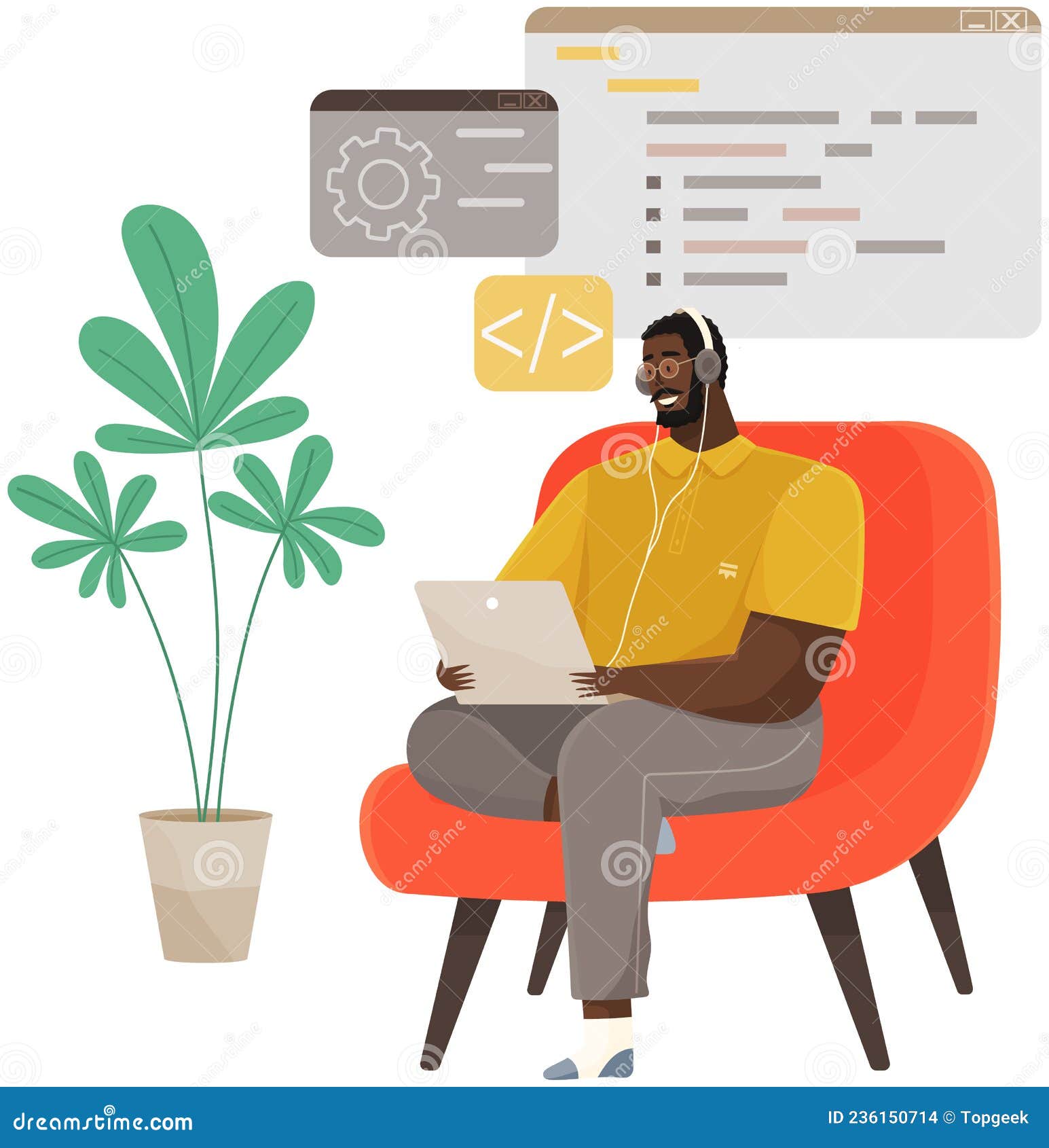 Programmer Working on Web Development on Computer. Concept of Script ...