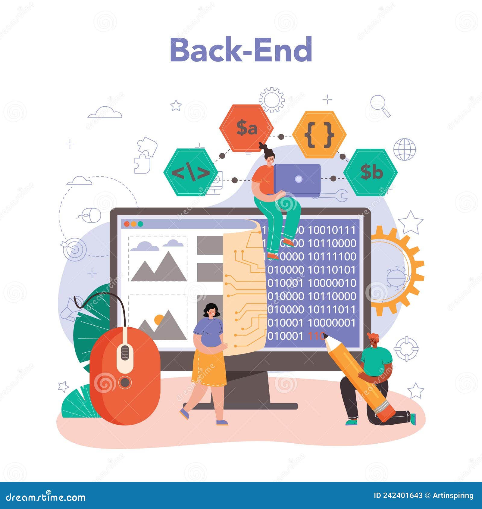 Back End Development Concept. Software Development Process Stock Vector - Illustration of back ...