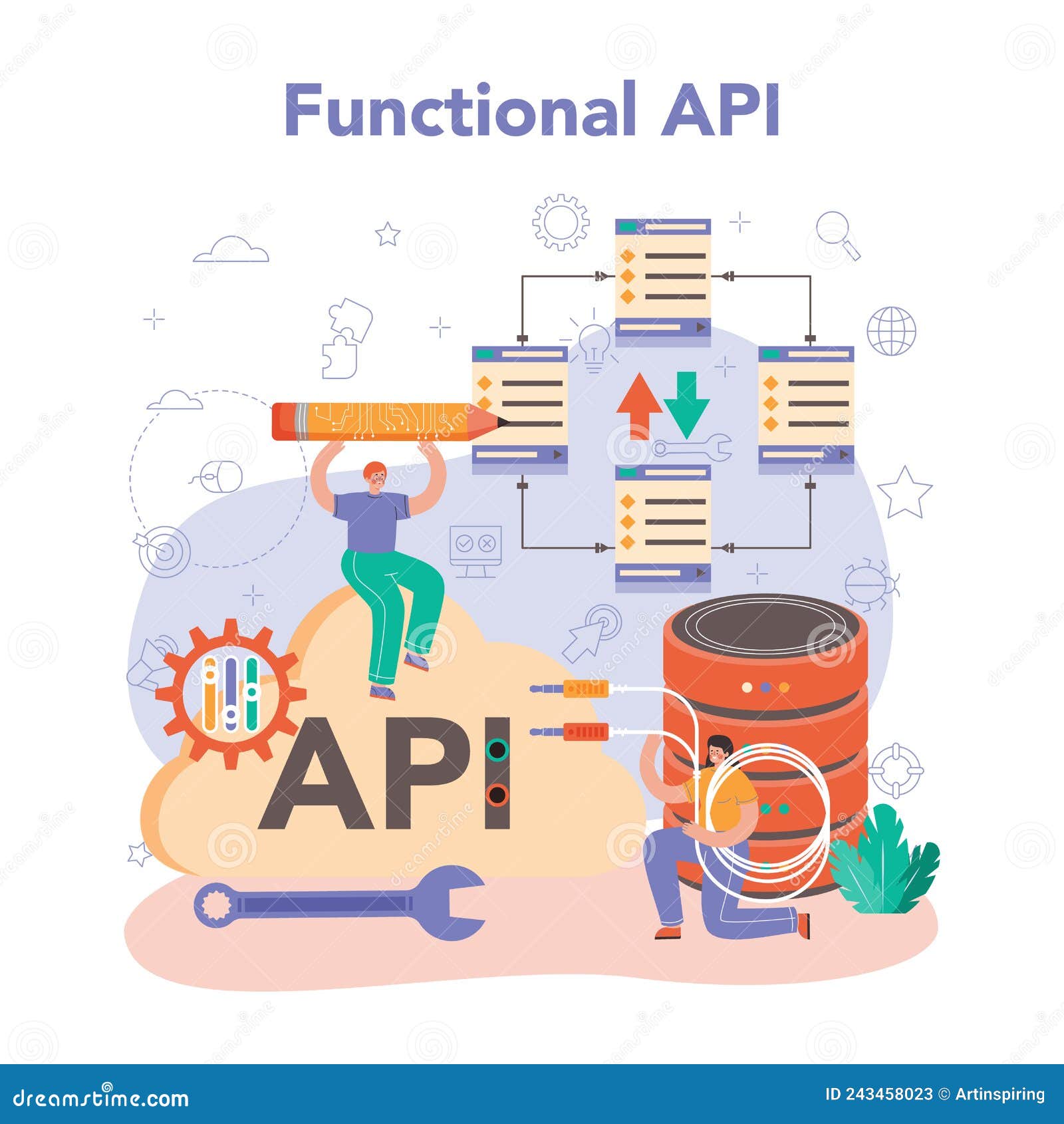 Back End Development Concept. Software Development Process Stock Vector ...