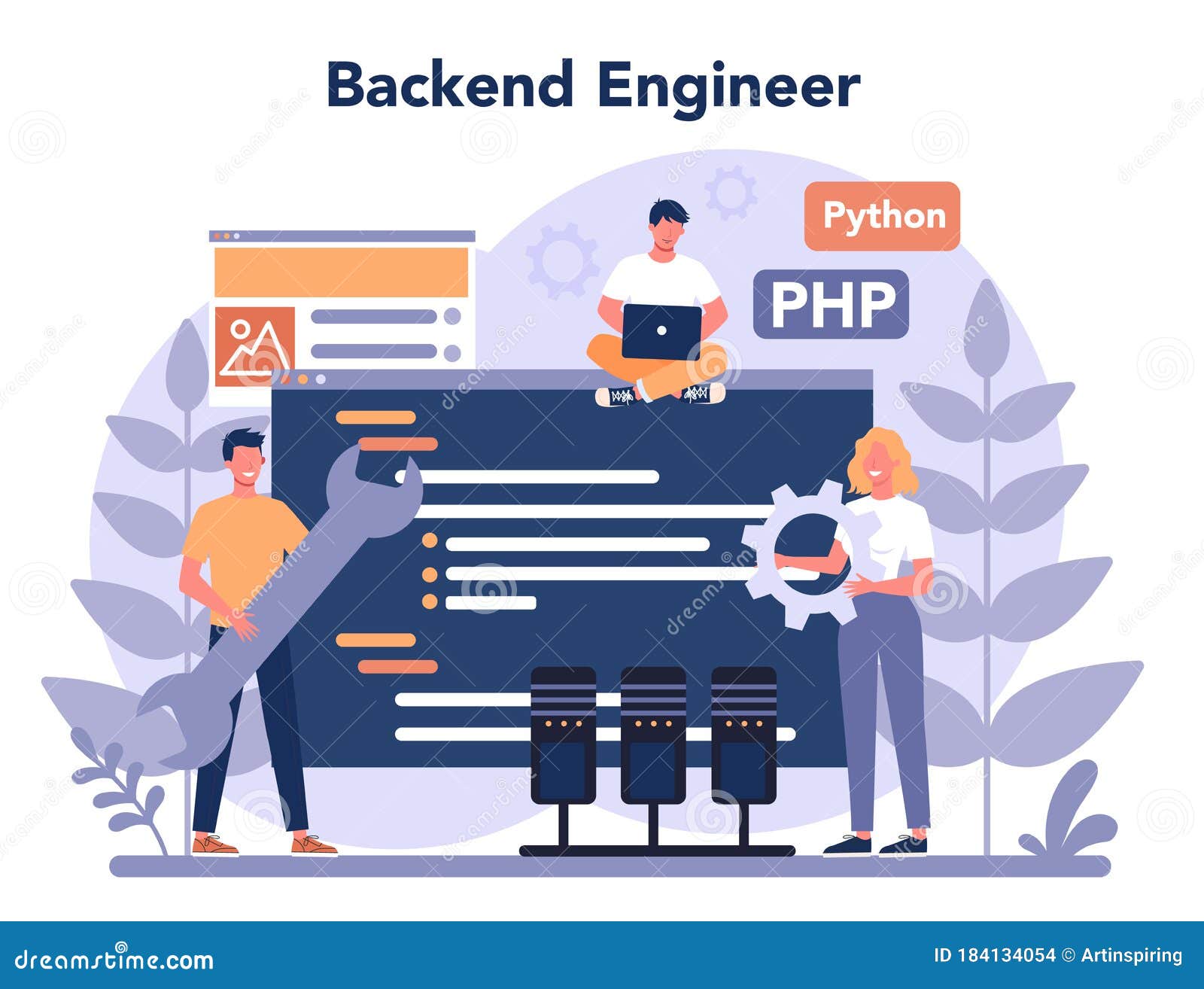 Back End Development Concept. Software Development Process Stock Vector - Illustration of ...