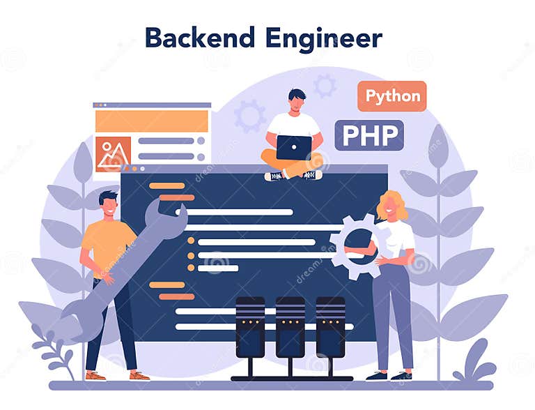 Back End Development Concept. Software Development Process Stock Vector ...