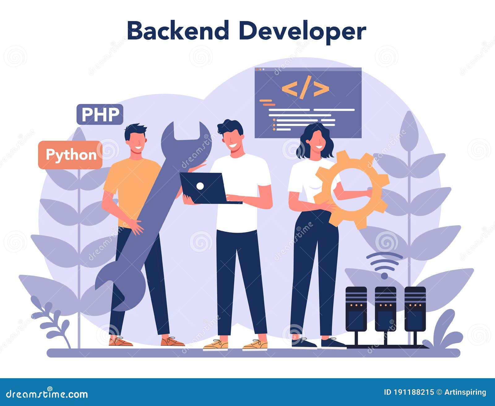 Back End Development Concept. Software Development Process Stock Vector ...