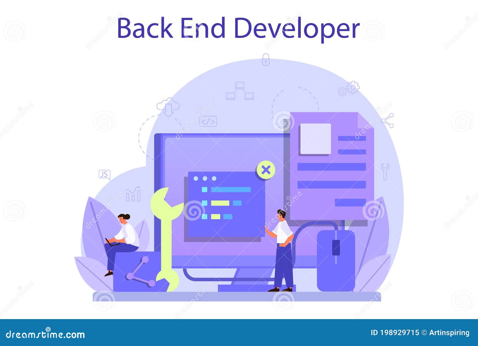 Back End Development Concept. Software Development Process Stock Vector ...