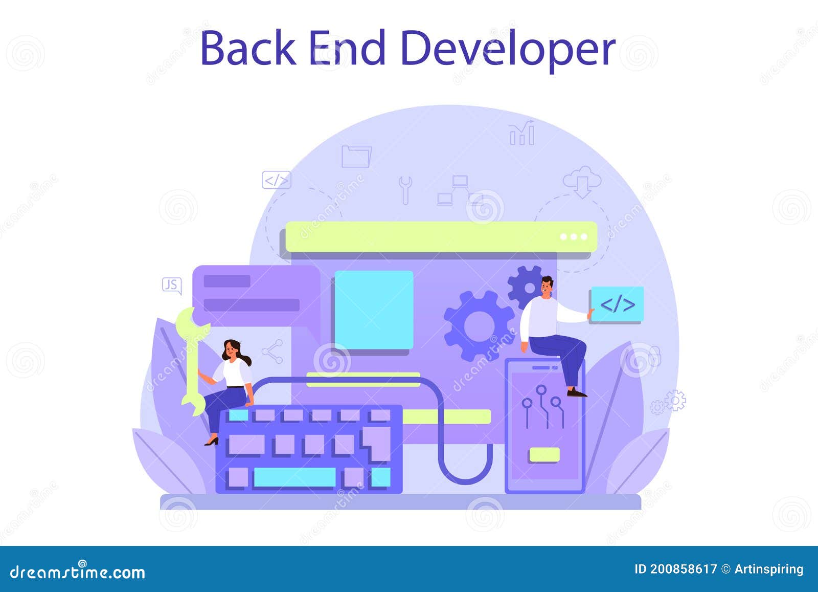 Back End Development Concept. Software Development Process Stock Vector ...