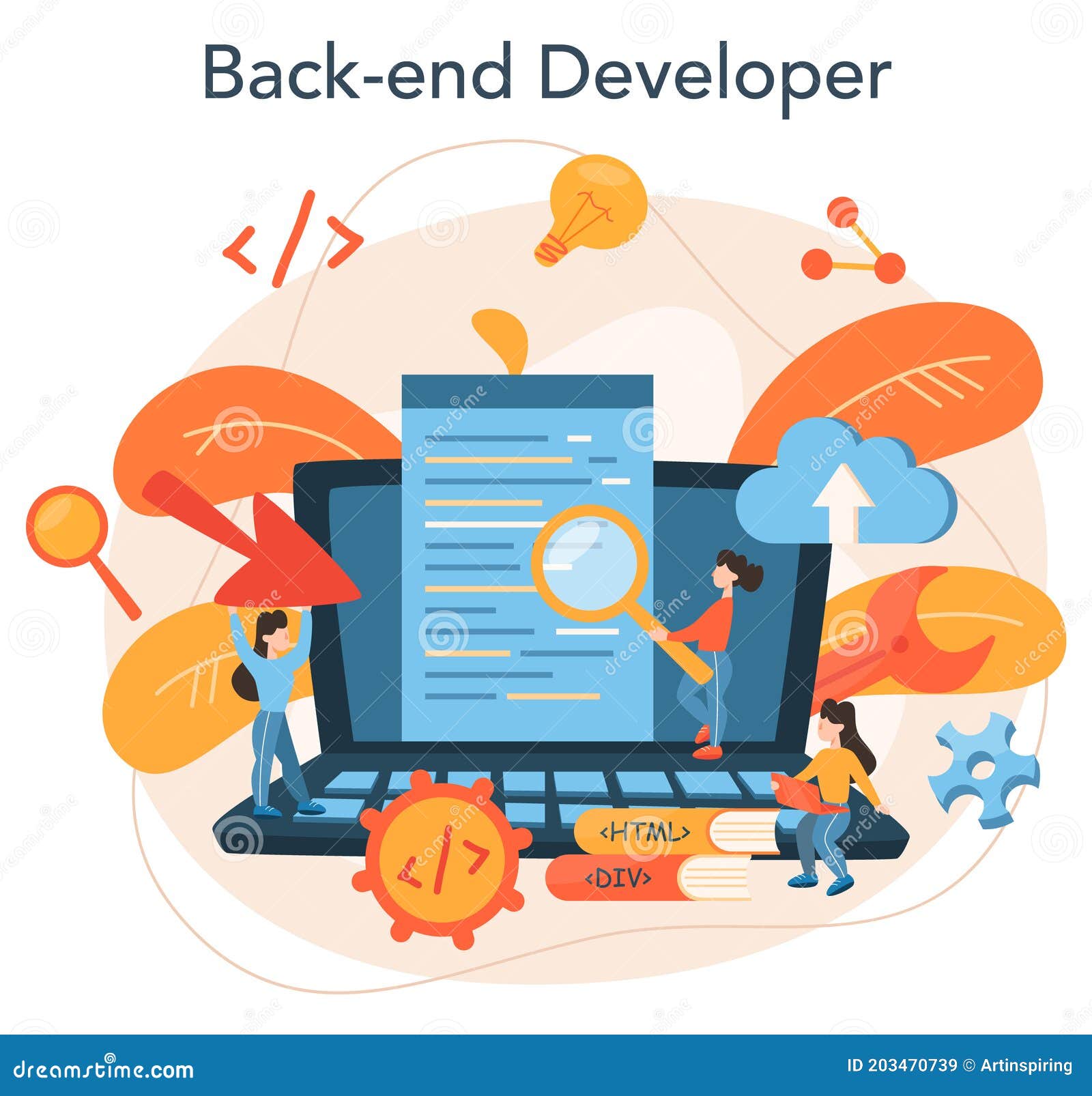 Back End Development Concept. Software Development Process Stock Vector ...