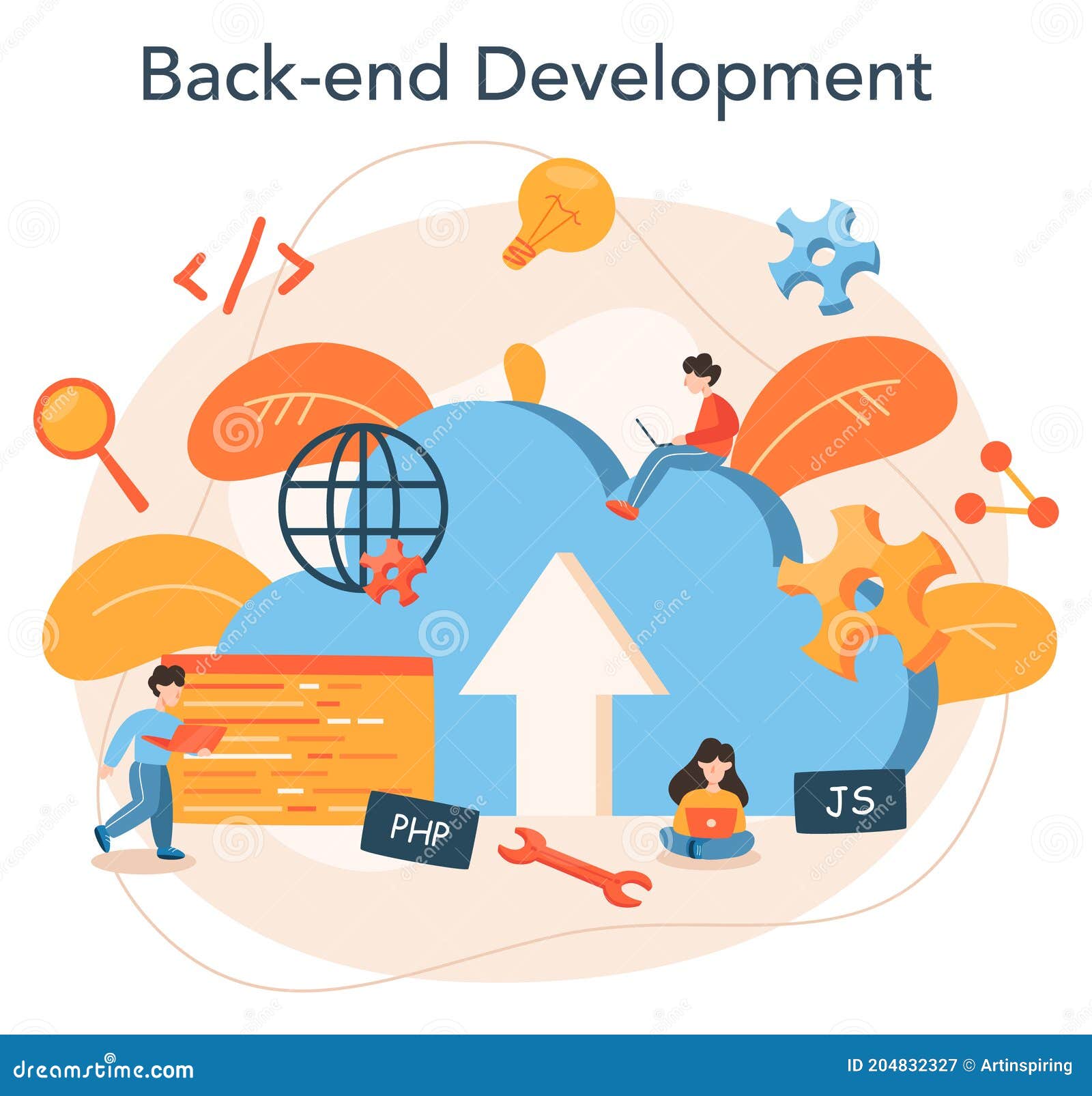 Back End Development Concept. Software Development Process Stock Vector ...