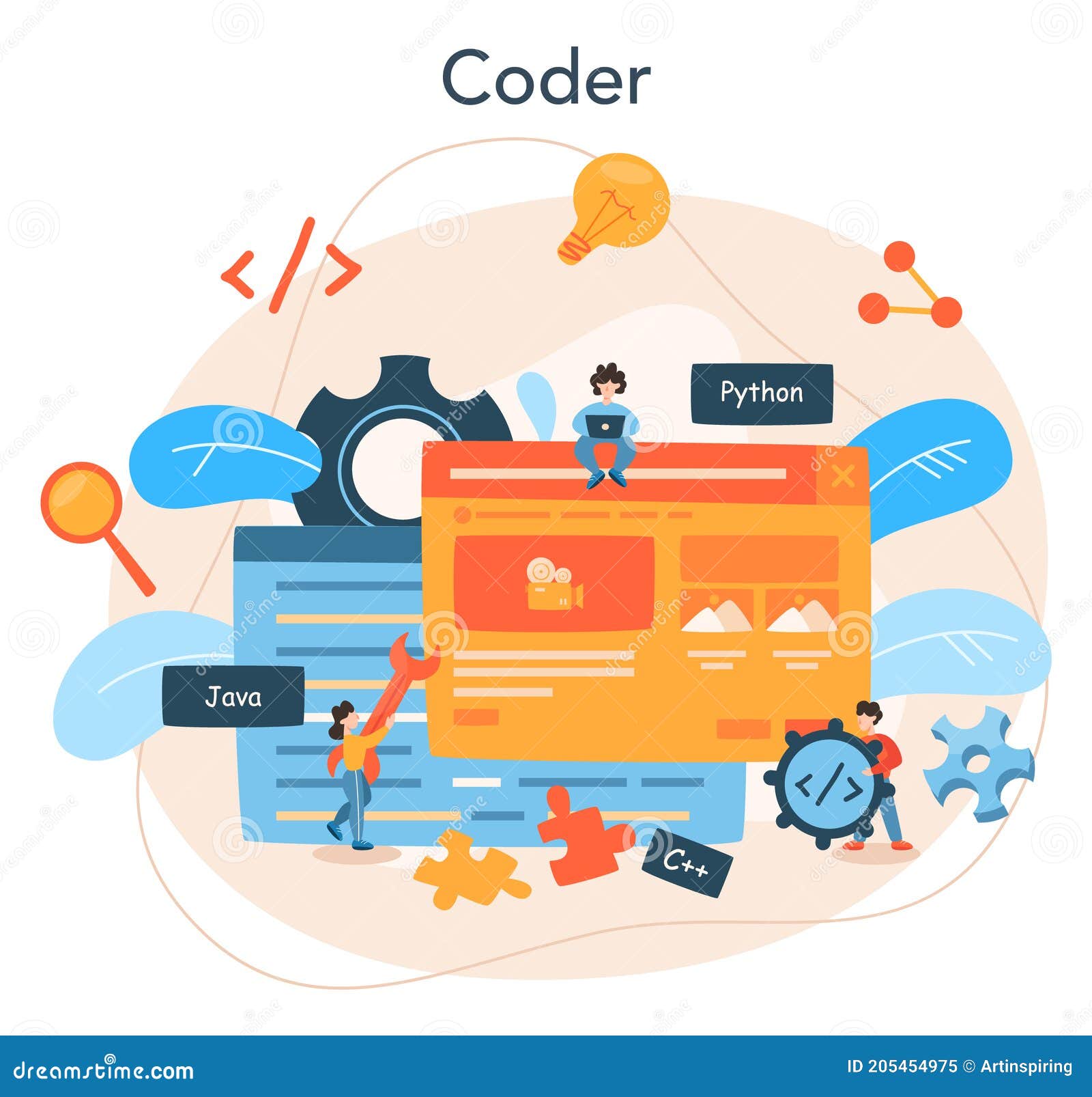 Back End Development Concept. Software Development Process Stock Vector ...