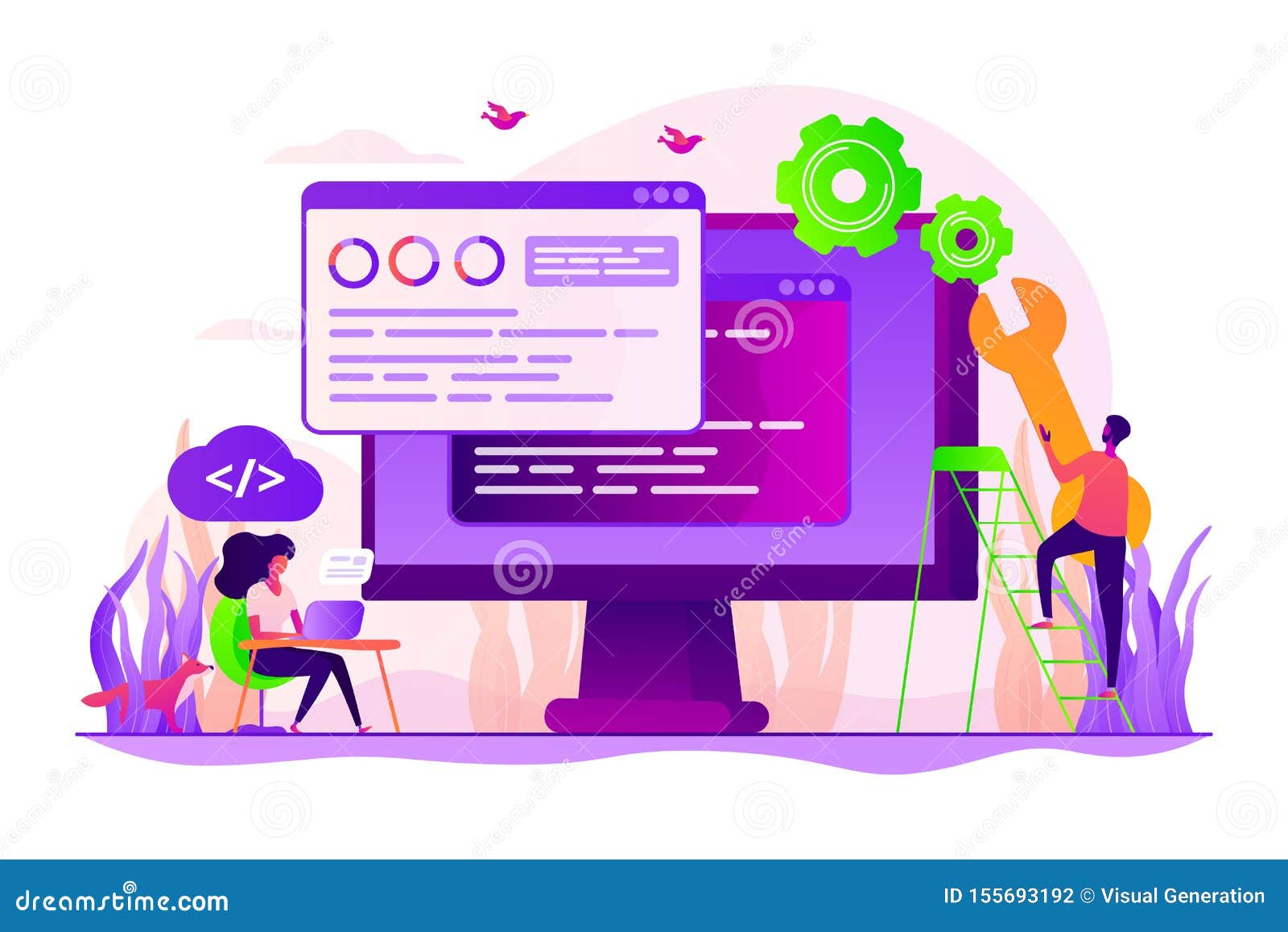 Back End Development Concept Vector Illustration Stock Vector ...