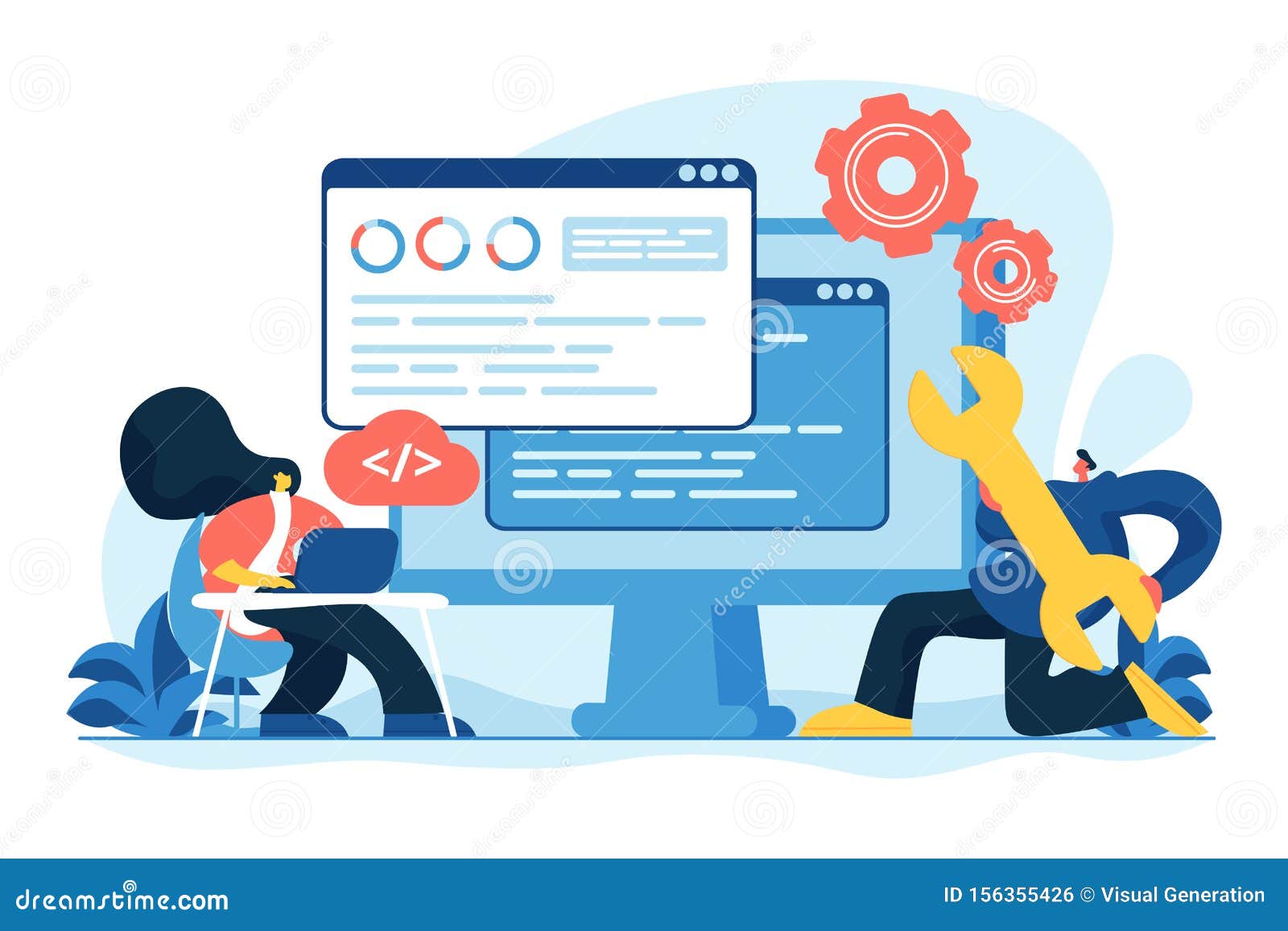 Back End Development Concept Vector Illustration Stock Vector