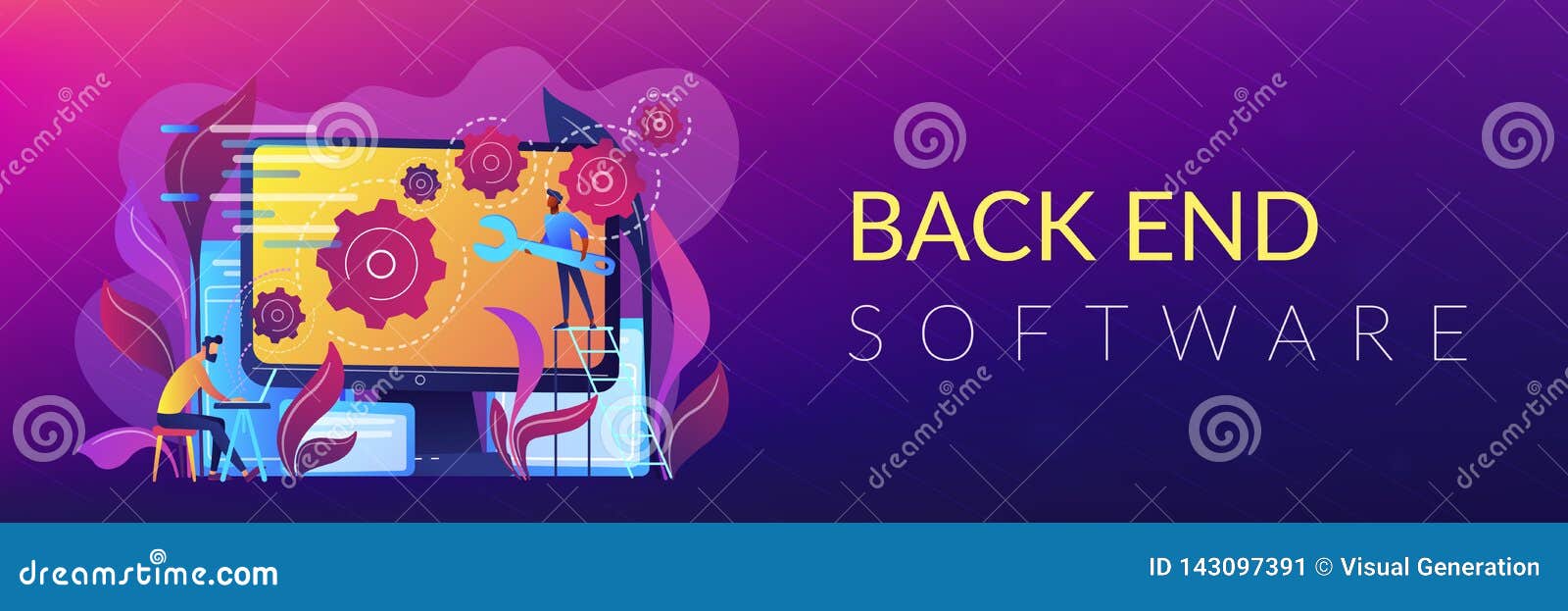 Back End Development it Header or Footer Banner Stock Vector ...