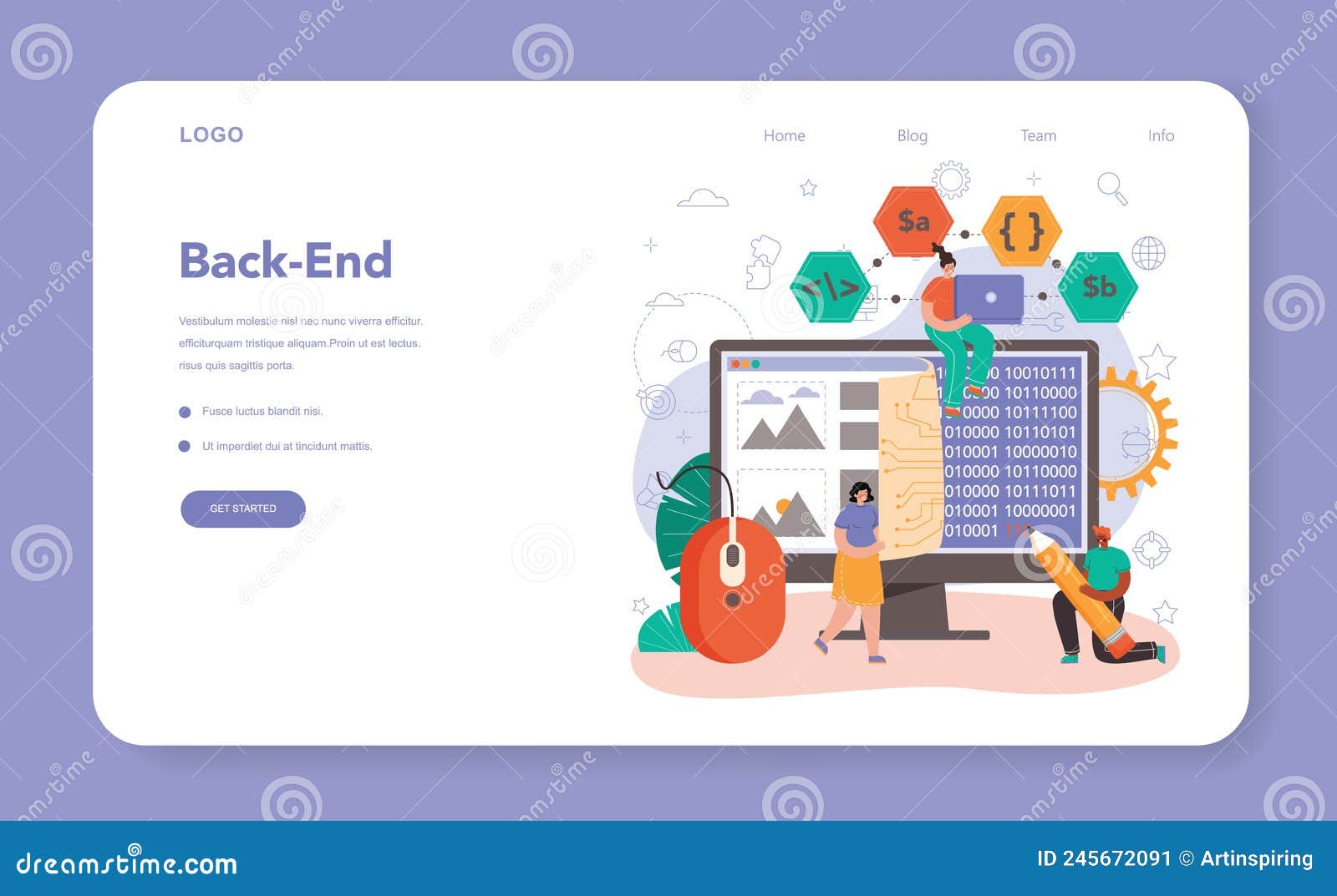 Back End Development Web Banner or Landing Page. Software Development ...