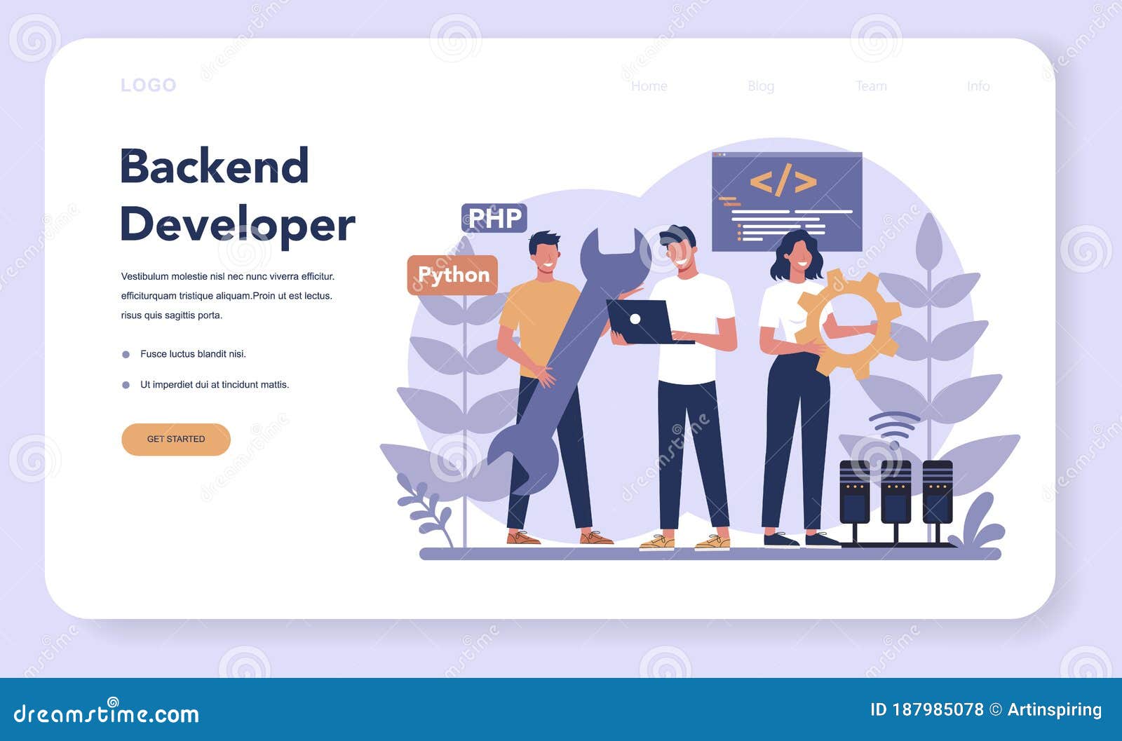 Back End Development Web Banner or Landing Page. Software Stock Vector - Illustration of landing ...